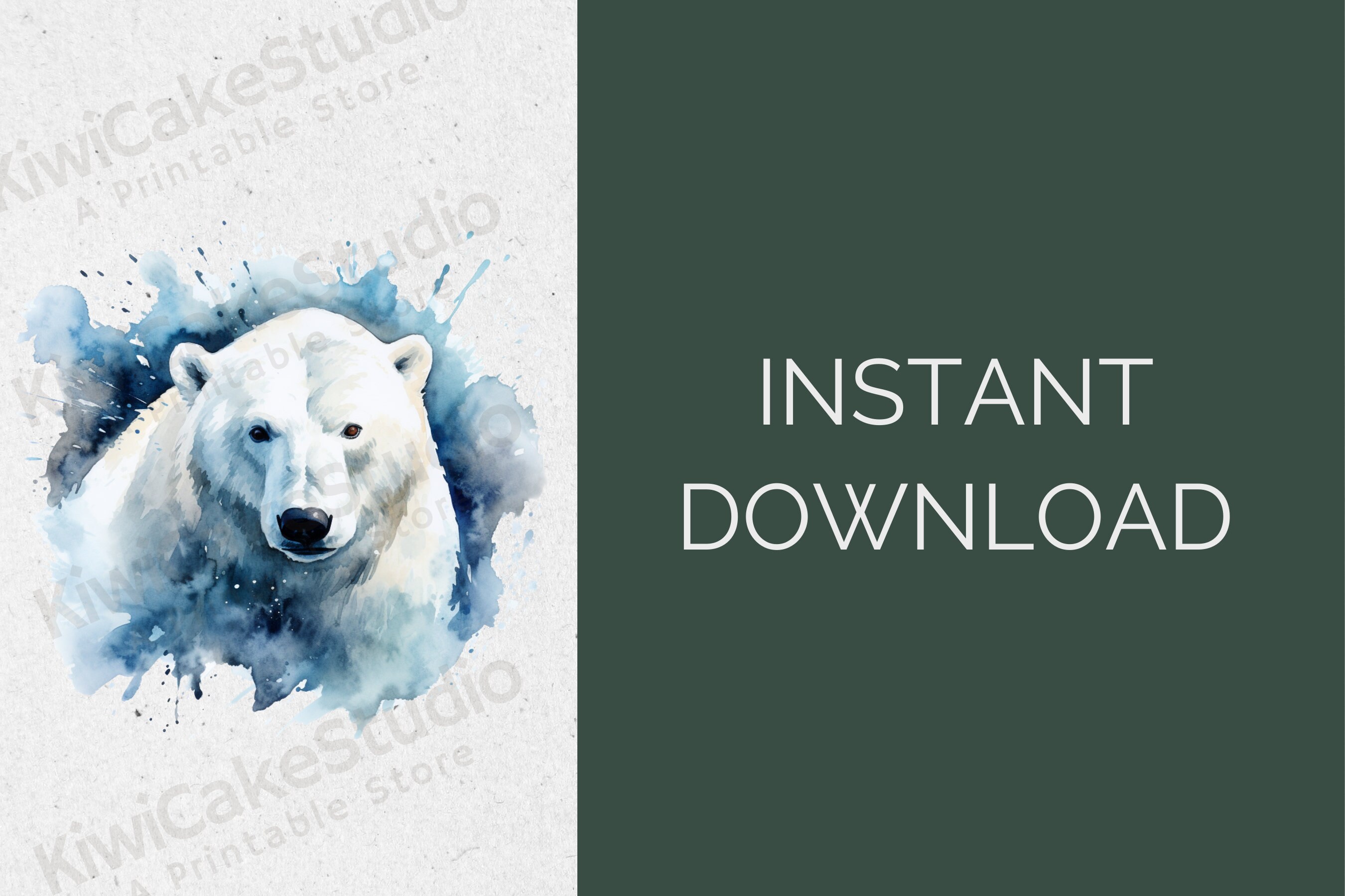 Watercolor Polar Bear Clipart, 10 High Quality Clipart, Card Making ...