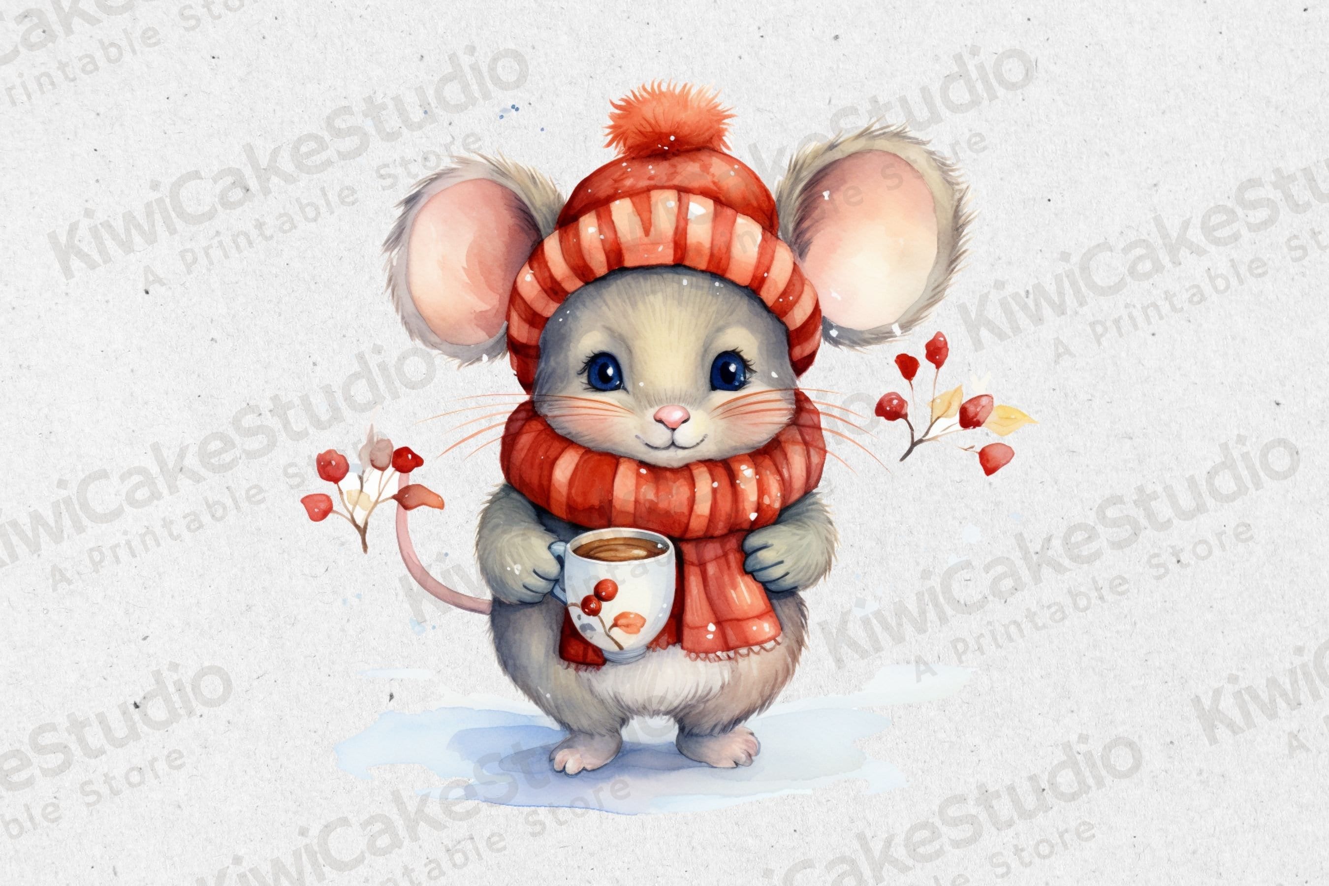 Winter Mouse Clipart, 10 High Quality Jpgs, Commercial Use, Instant ...