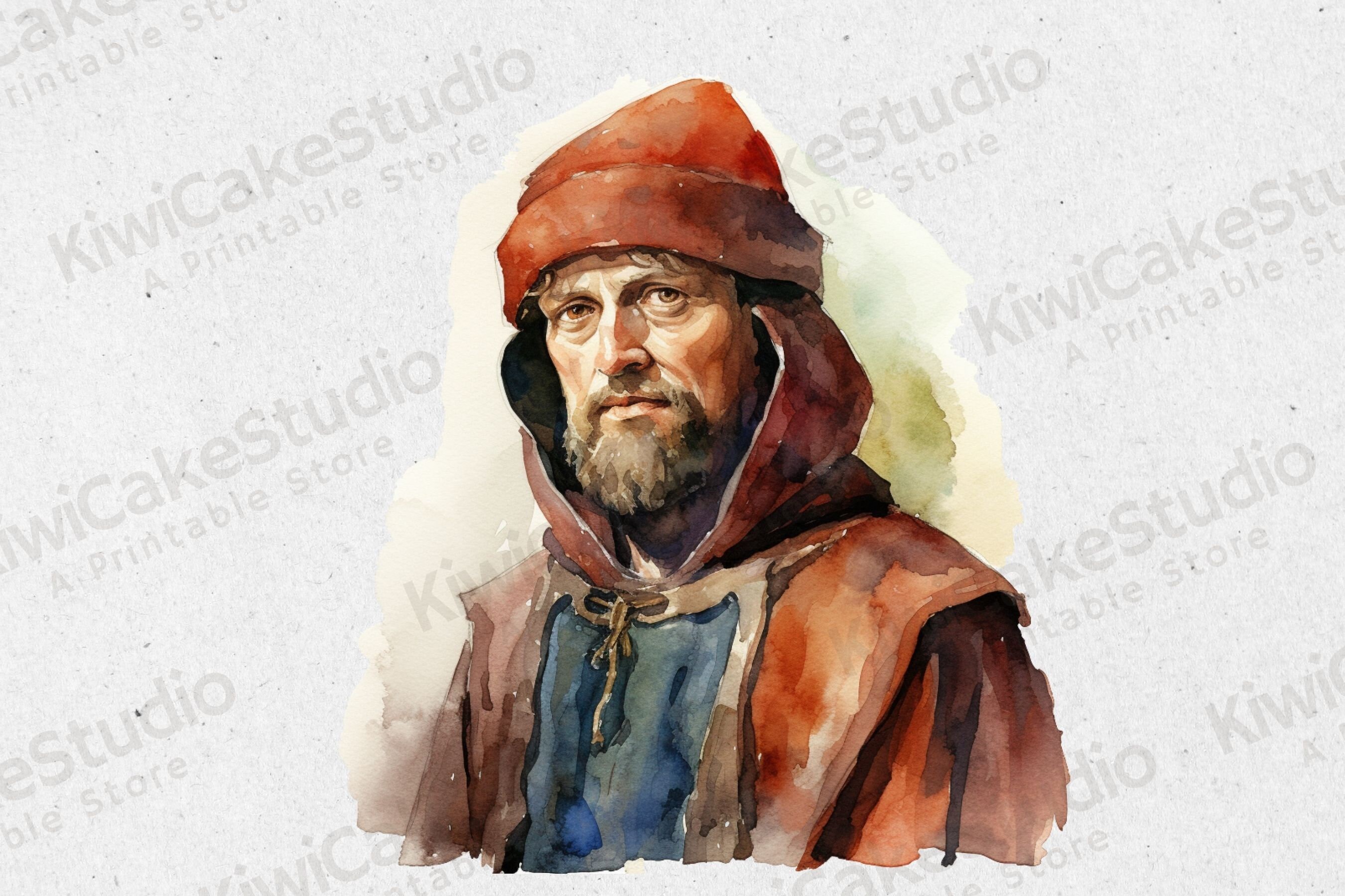 Watercolor Medieval Man Clipart, 10 High Quality Jpgs, Commercial Use ...