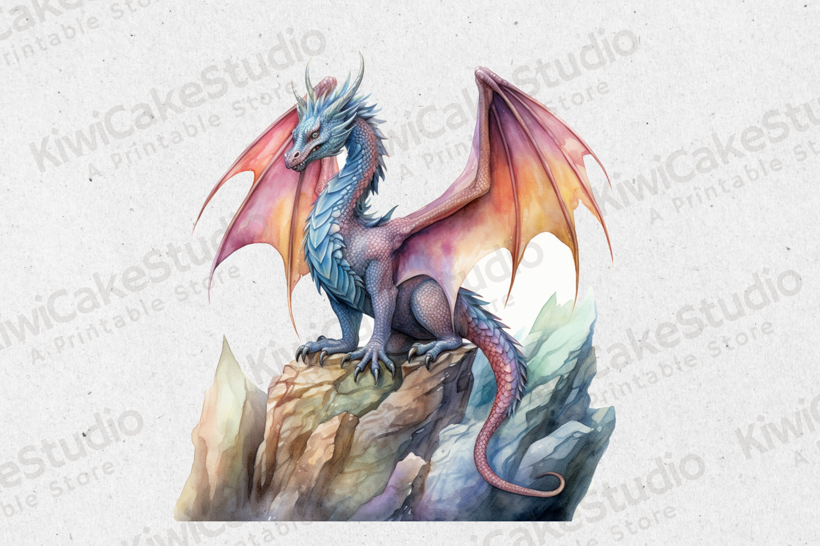 Watercolor Dragon Clipart, 10 High Quality Jpgs, Mystical Fantasy Clip ...