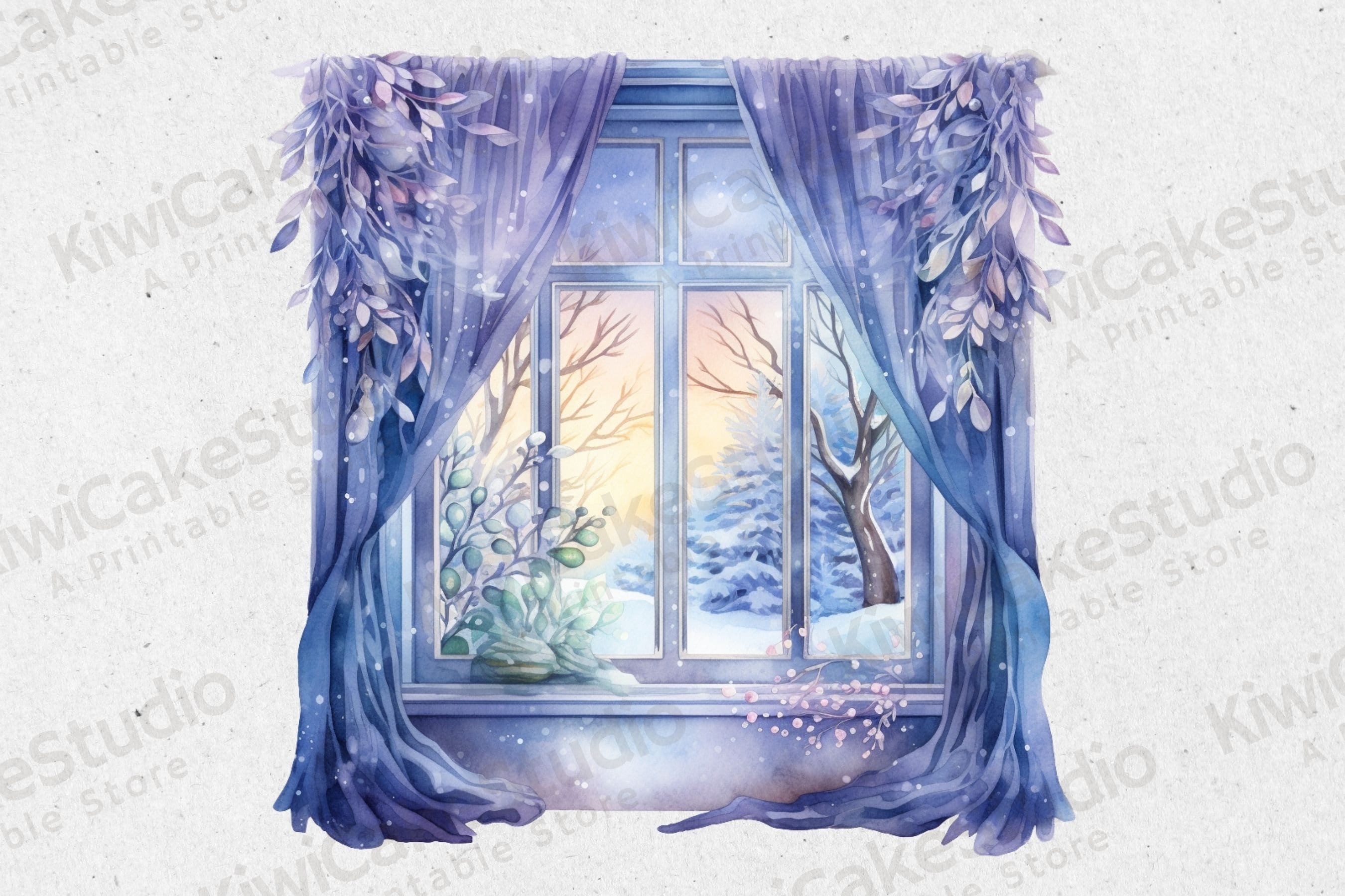 Winter Window Clipart, 10 High Quality Jpgs, Commercial Use, Instant ...