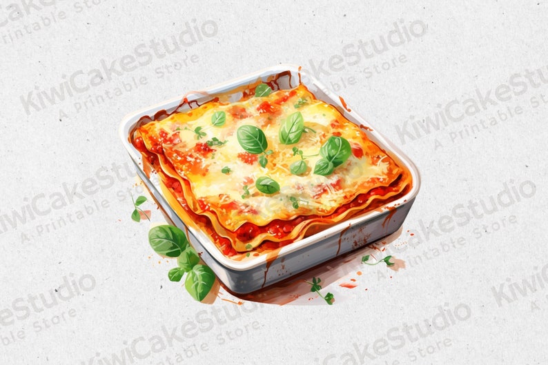 Watercolor Lasagna Clipart, 10 High Quality JPG, Commercial Use ...