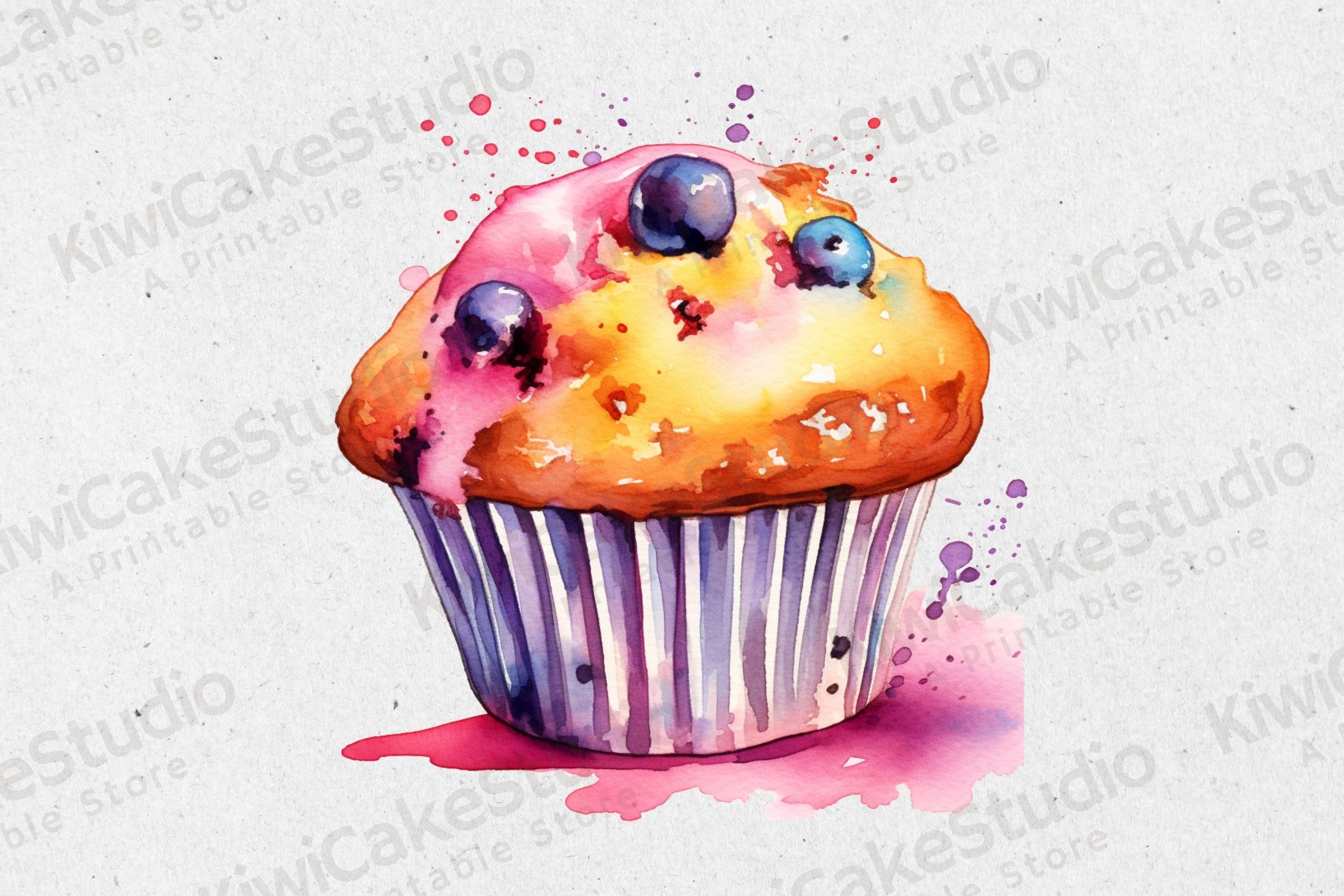 Watercolor Muffin Clipart, 10 High Quality Jpgs, Desserts Cliparts ...