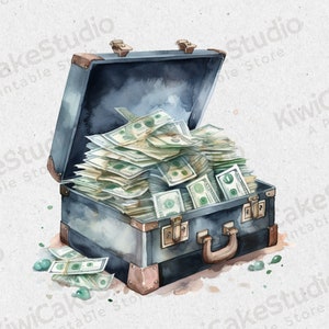 Watercolor Money Clipart, 10 High Quality Jpgs, Commercial Use, Instant ...