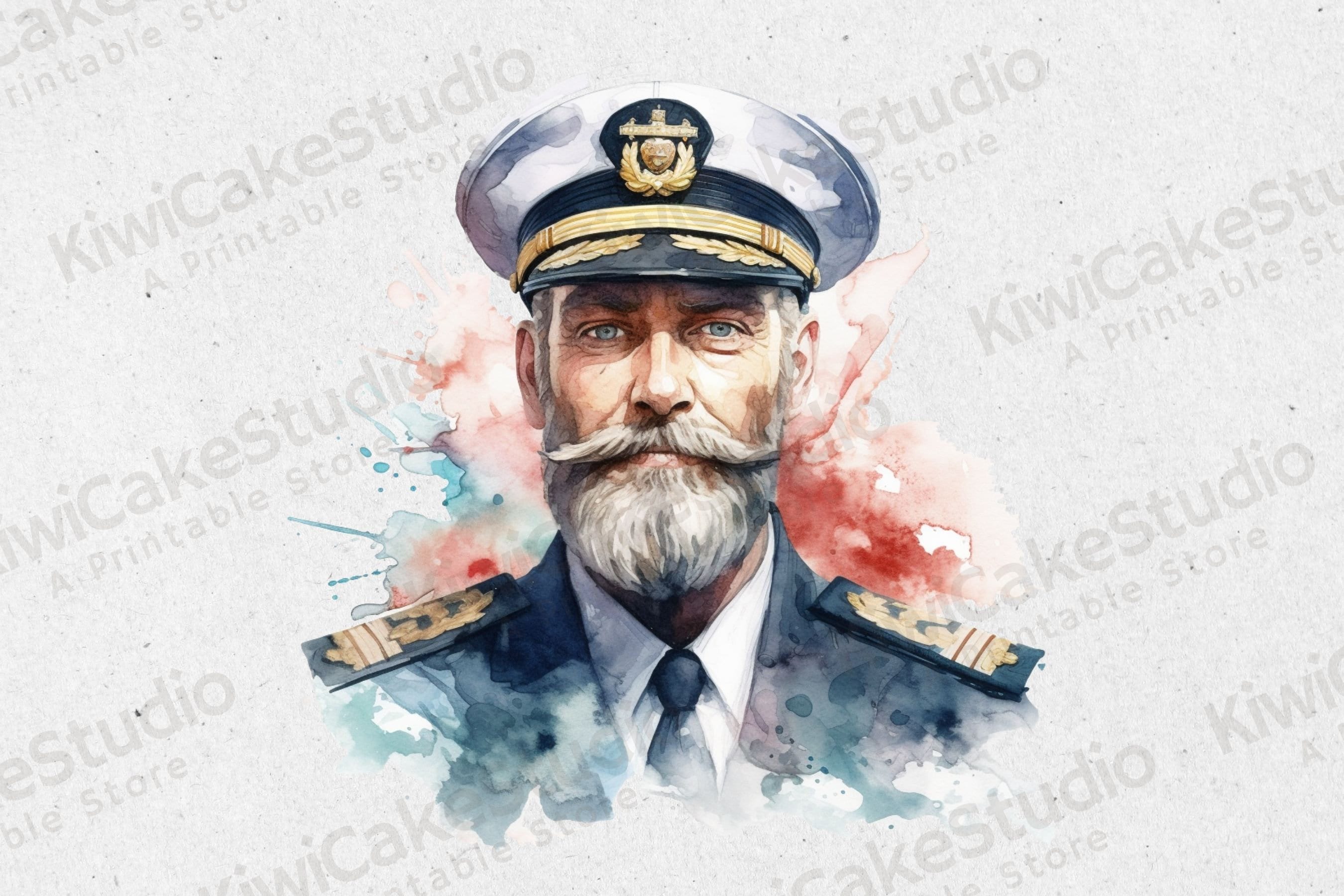 Watercolor Ship Captain Clipart, 10 High Quality Jpgs, Commercial Use ...