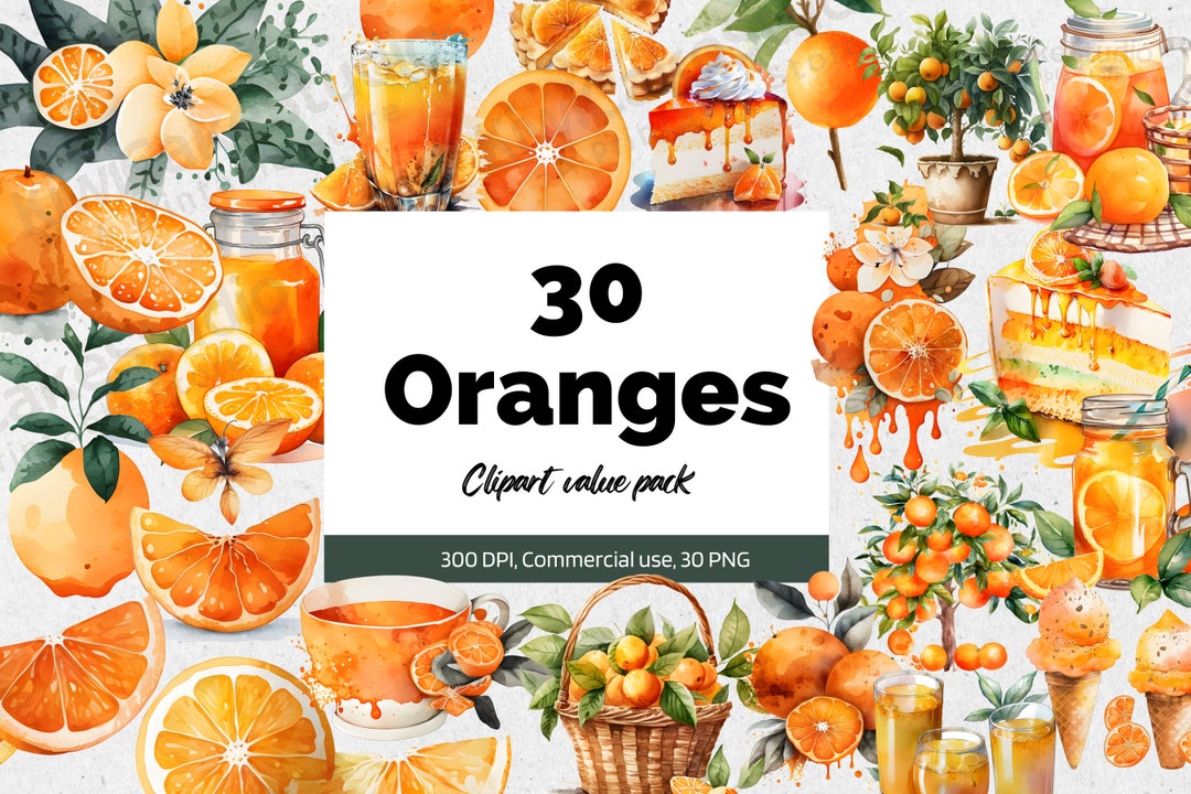 Watercolor Orange Clipart, Watercolor Clipart Summer, Digital Download ...