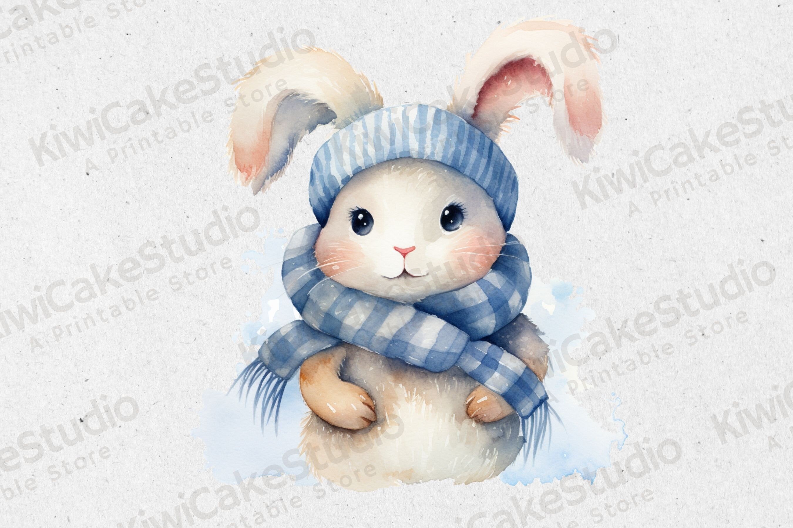 Watercolor Winter Rabbit Clipart, 10 High Quality Jpgs, Commercial Use ...