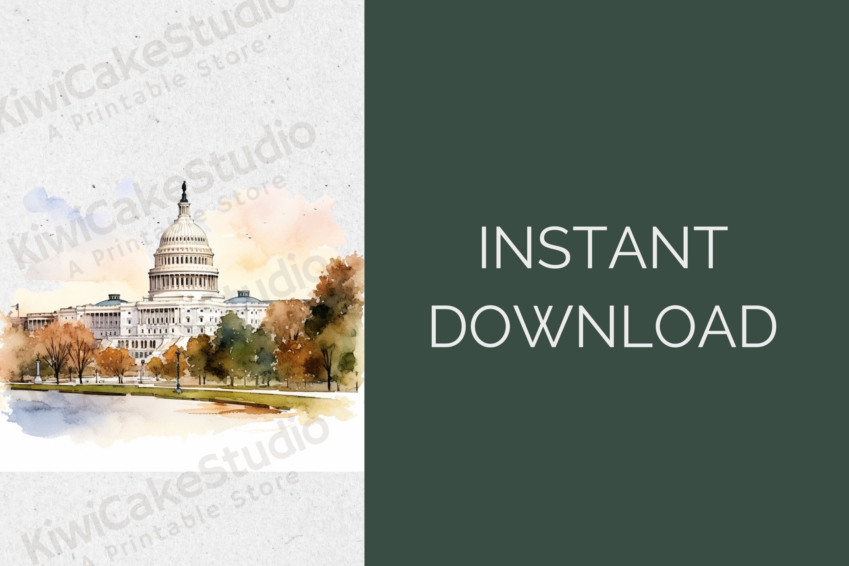 Watercolor Washington DC Clipart, 10 High Quality JPG, Commercial Use ...