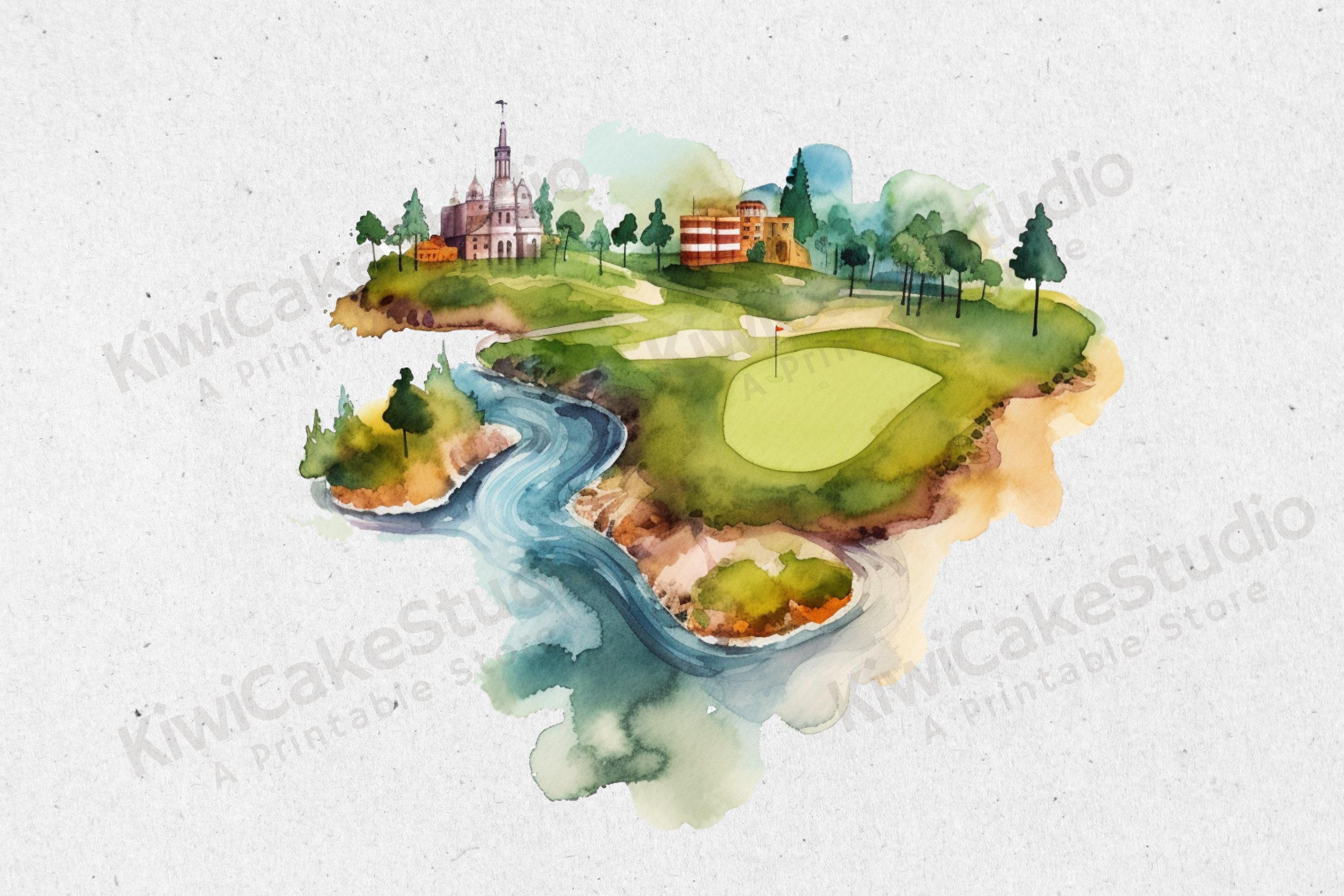 10 Watercolor Golf Clipart JPG, Cute Golf Clip Art Graphics, Commercial ...