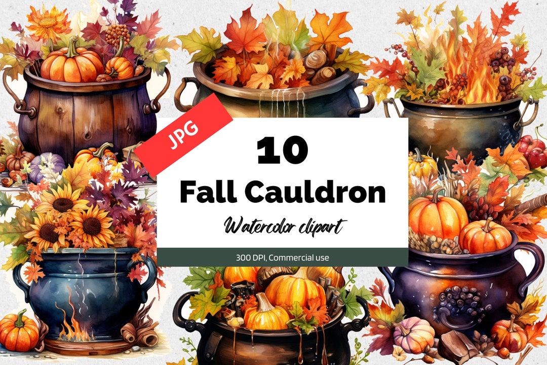 Autumn Cauldron Clipart, 10 High Quality Jpgs, Commercial Use, Instant ...