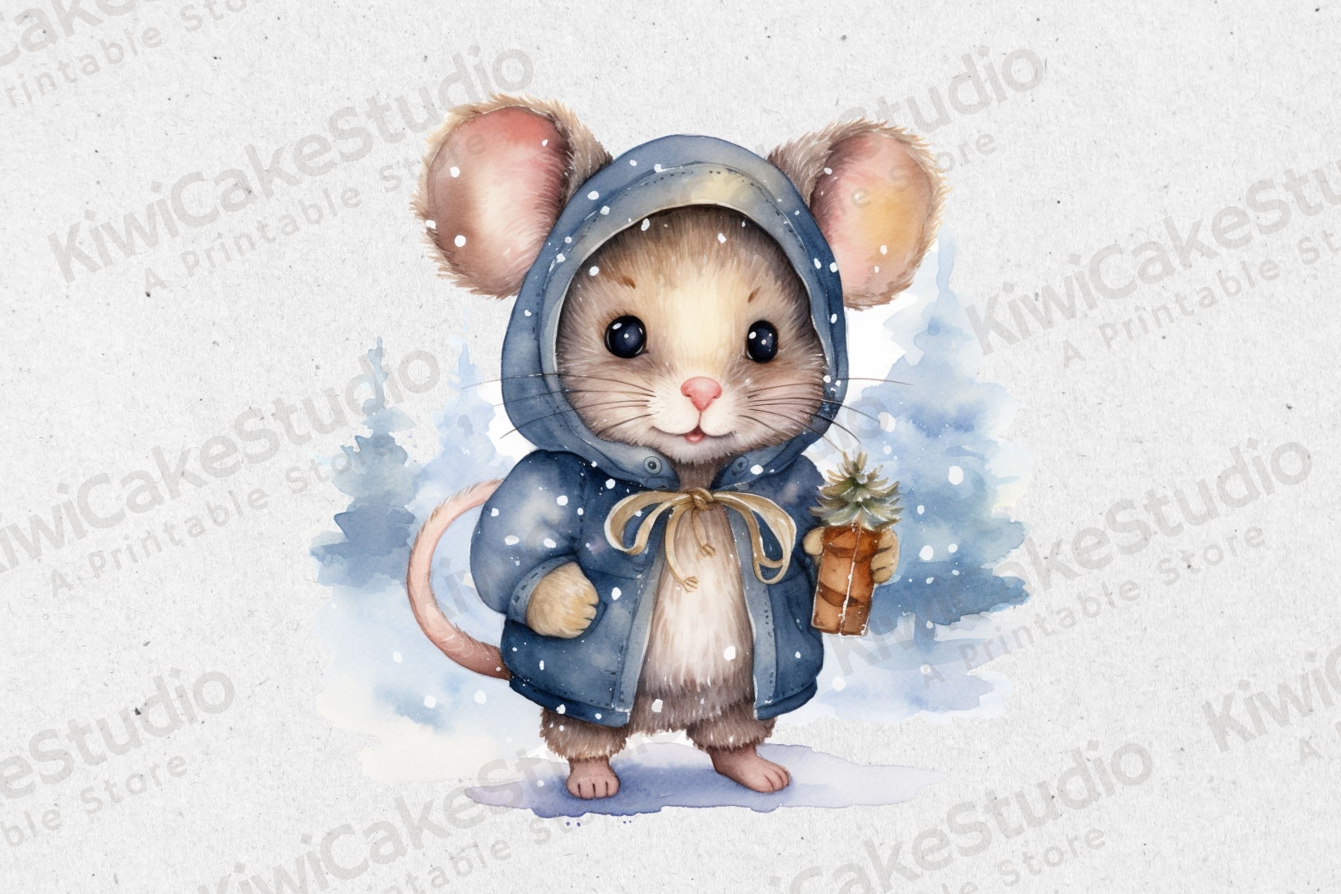 Winter Mouse Clipart, 10 High Quality Jpgs, Commercial Use, Instant ...
