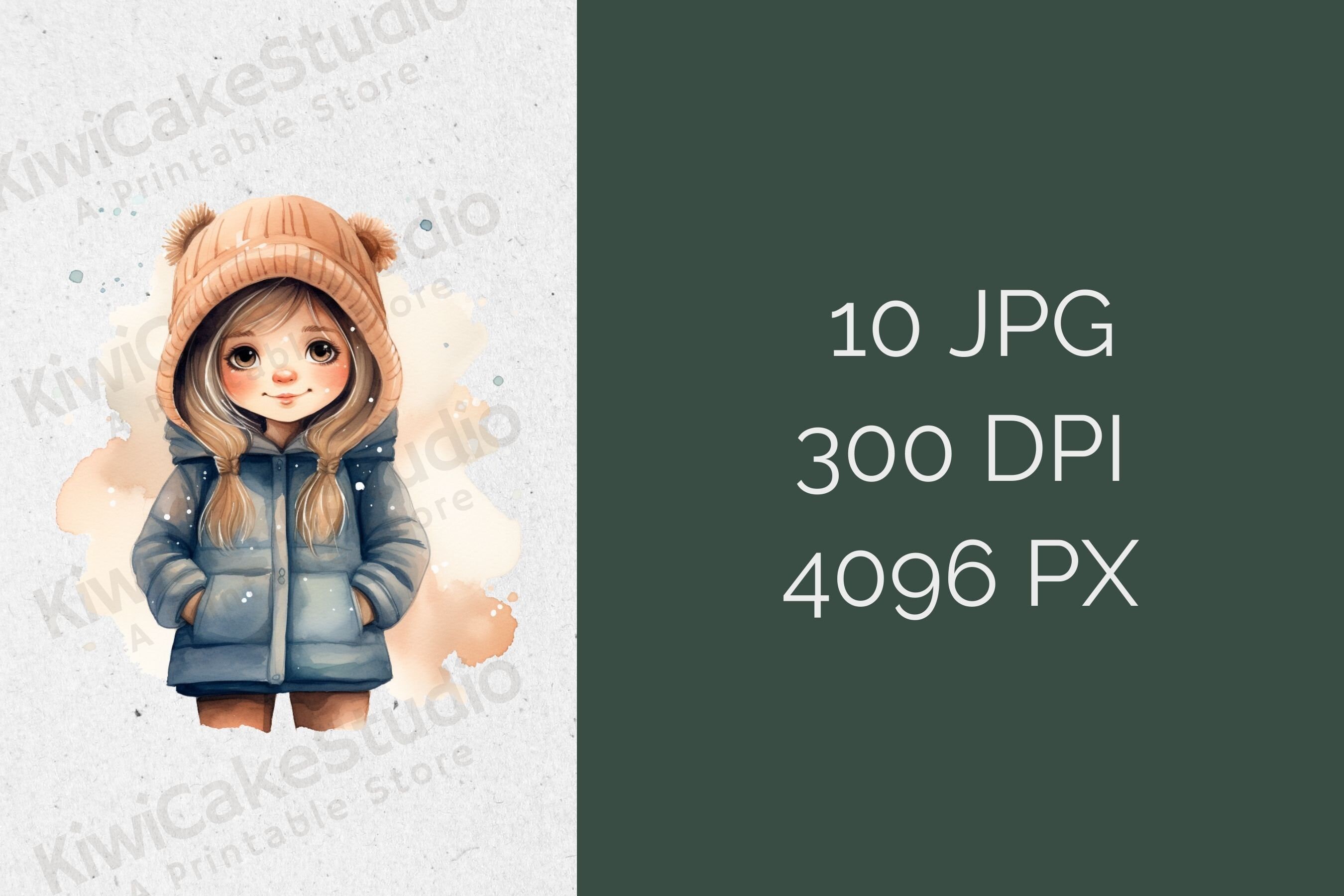 Winter Little Girl Clipart, 10 High Quality Jpgs, Commercial Use ...