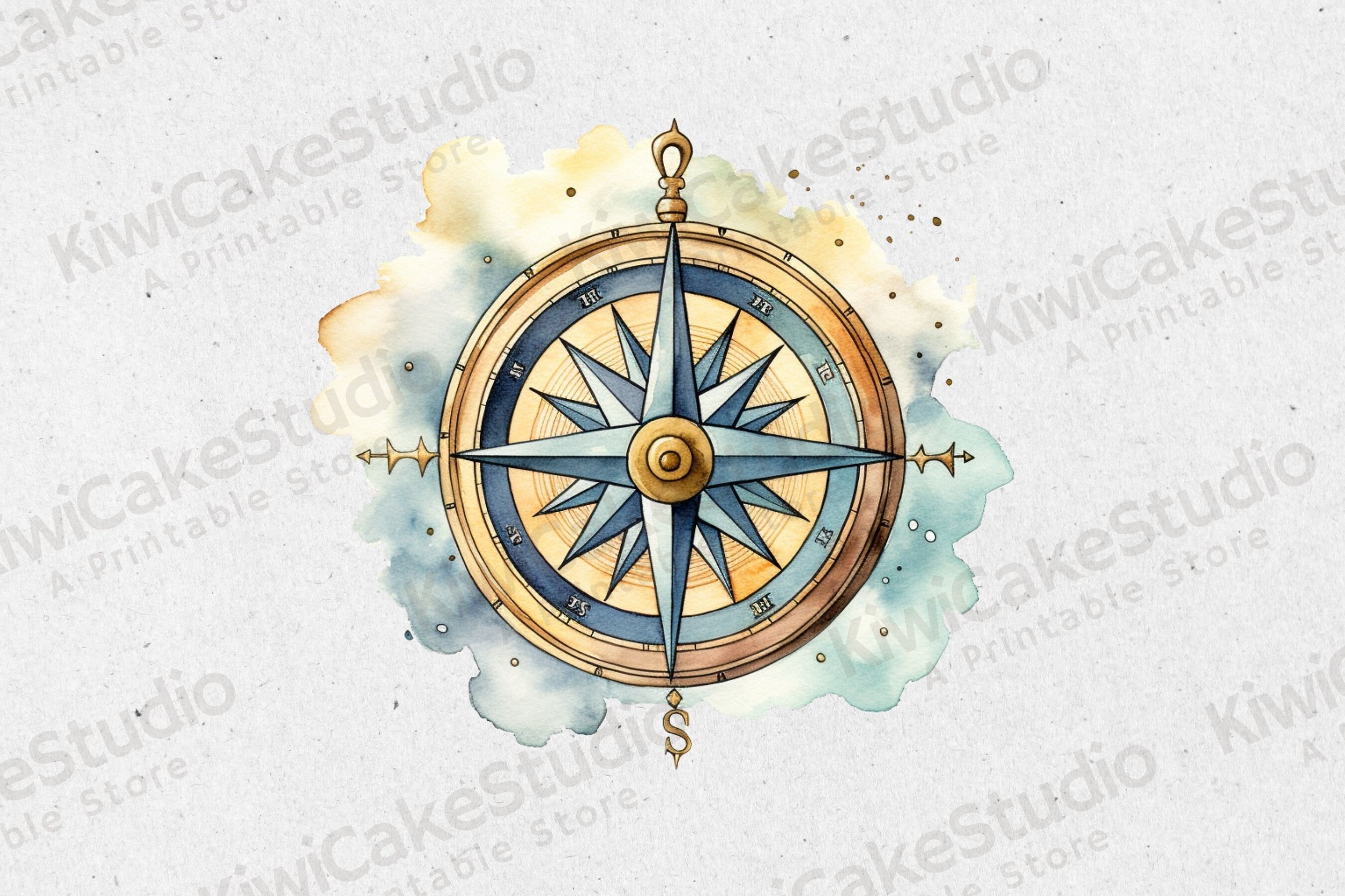 Watercolor Compass Clipart, 10 High Quality JPG, Commercial Use ...