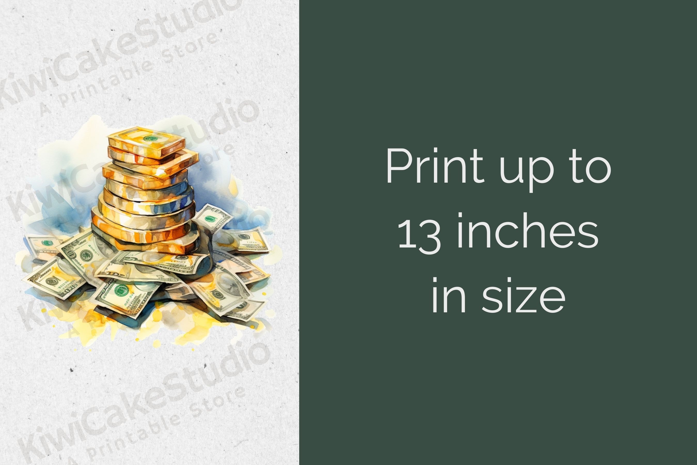 Watercolor Money Clipart, 10 High Quality Jpgs, Commercial Use, Instant ...