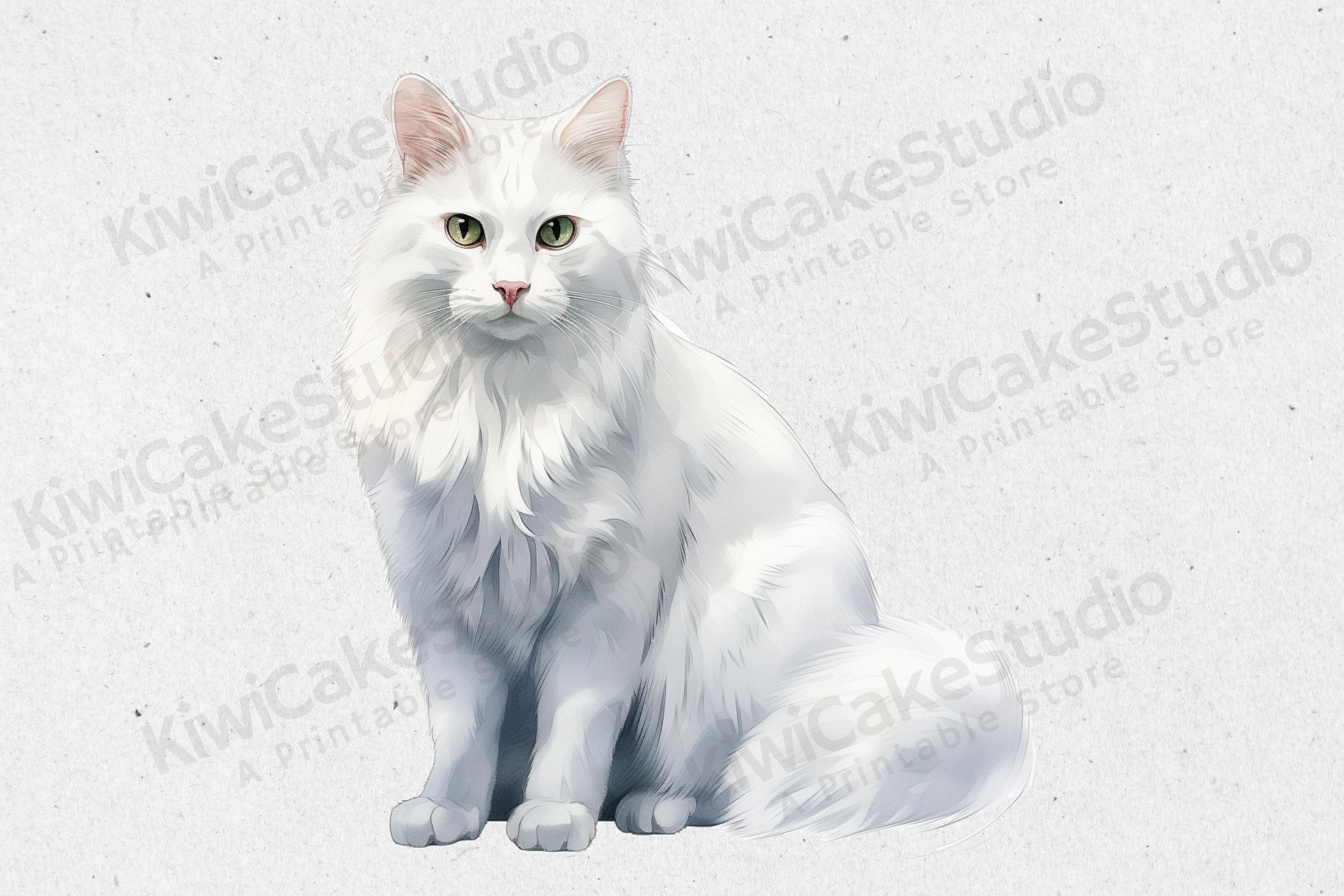 Watercolor White Cat Clipart. 10 High Quality Jpgs, Cute Cats and ...