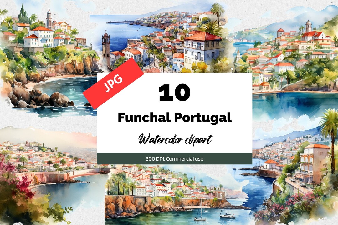 Funchal Portugal Clipart, 10 High Quality JPG, Commercial Use, Instant ...
