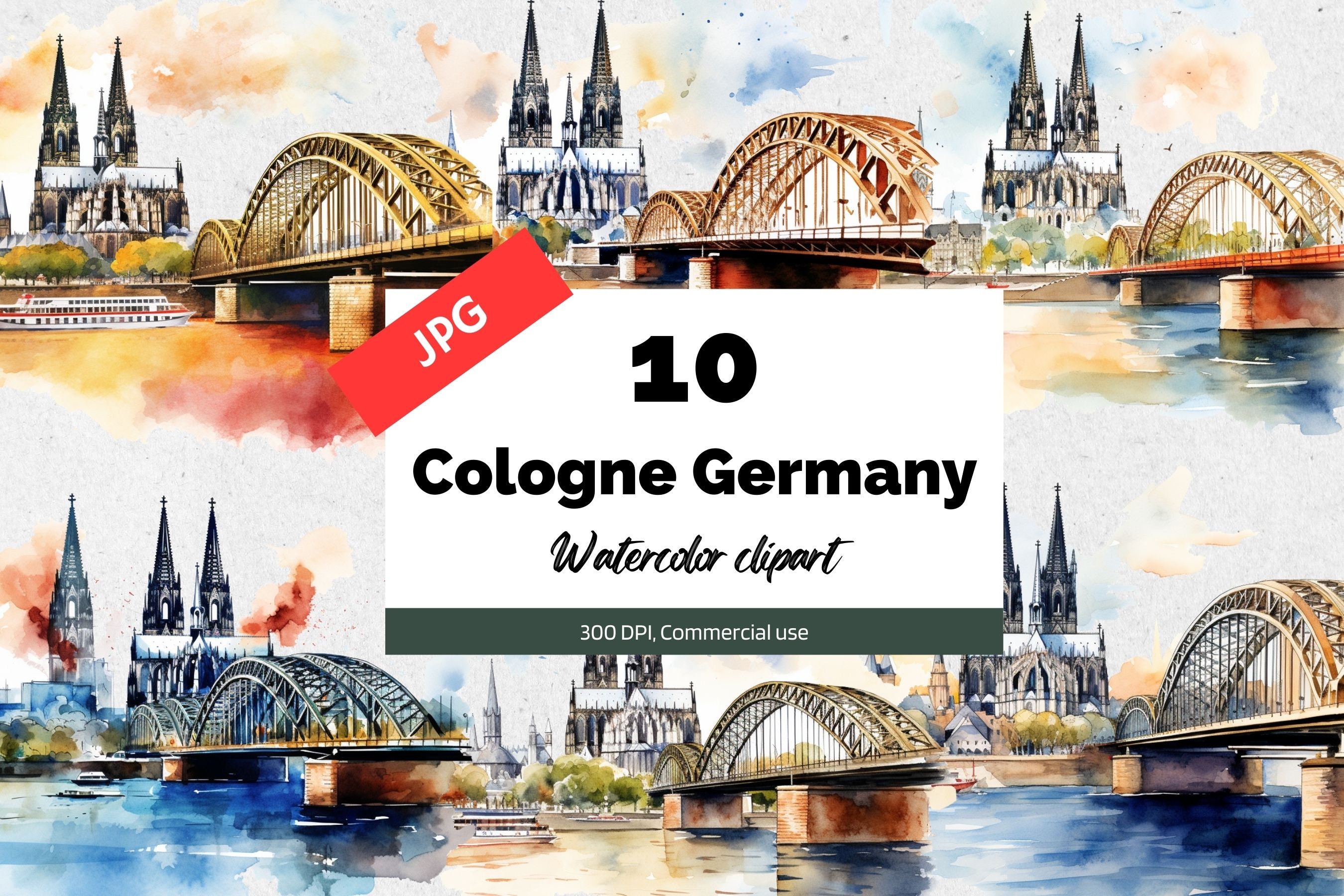 Cologne Germany Clipart, 10 High Quality Jpgs, Commercial Use, Instant ...