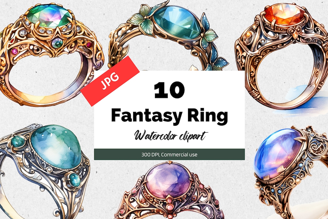 Watercolor Fantasy Ring Clipart, 10 High Quality Jpgs, Commercial Use ...