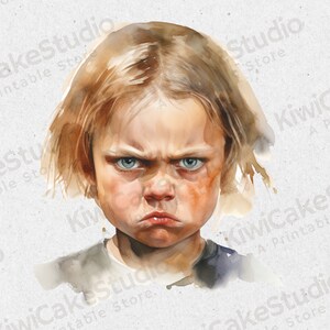 Watercolor Angry Child Clipart, 10 High Quality Jpgs, Commercial Use ...