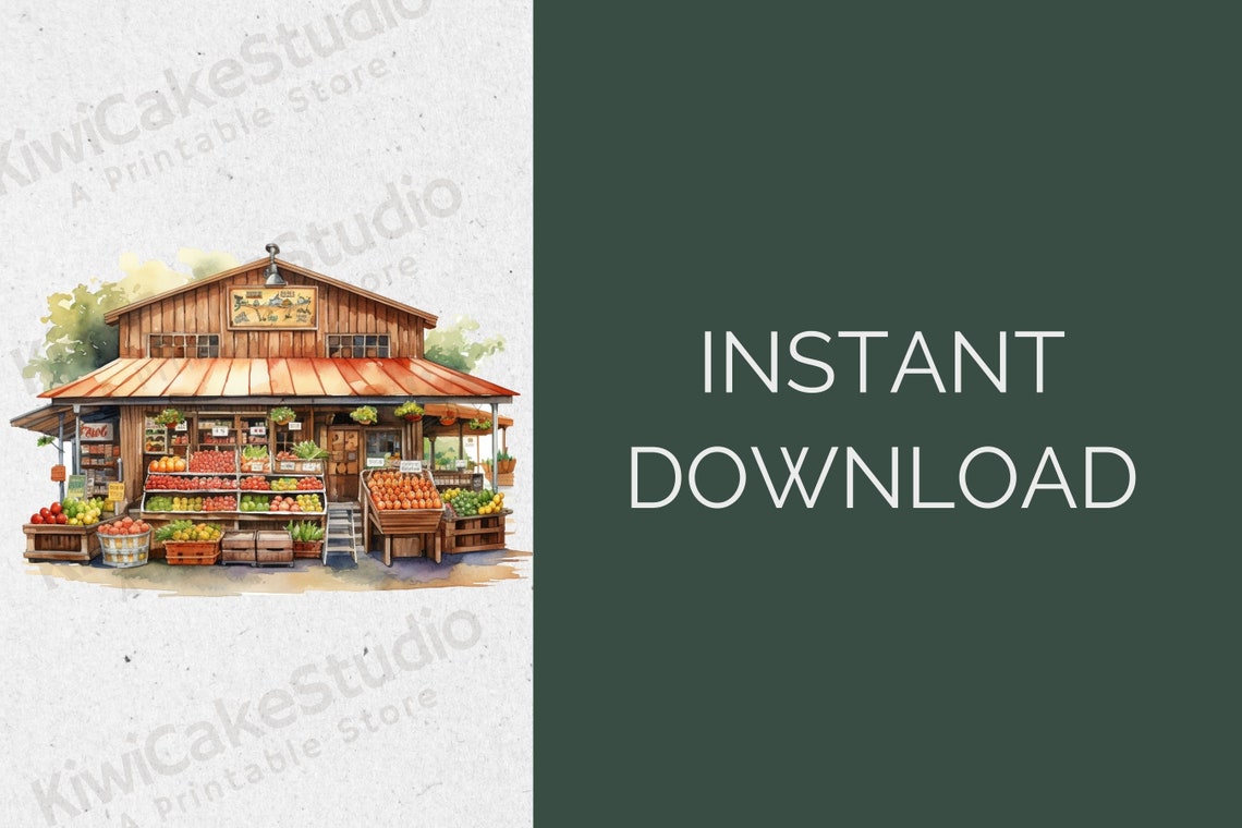 Watercolor Grocery Store Clipart, 10 High Quality Jpgs, Commercial Use ...