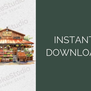 Watercolor Grocery Store Clipart, 10 High Quality Jpgs, Commercial Use ...