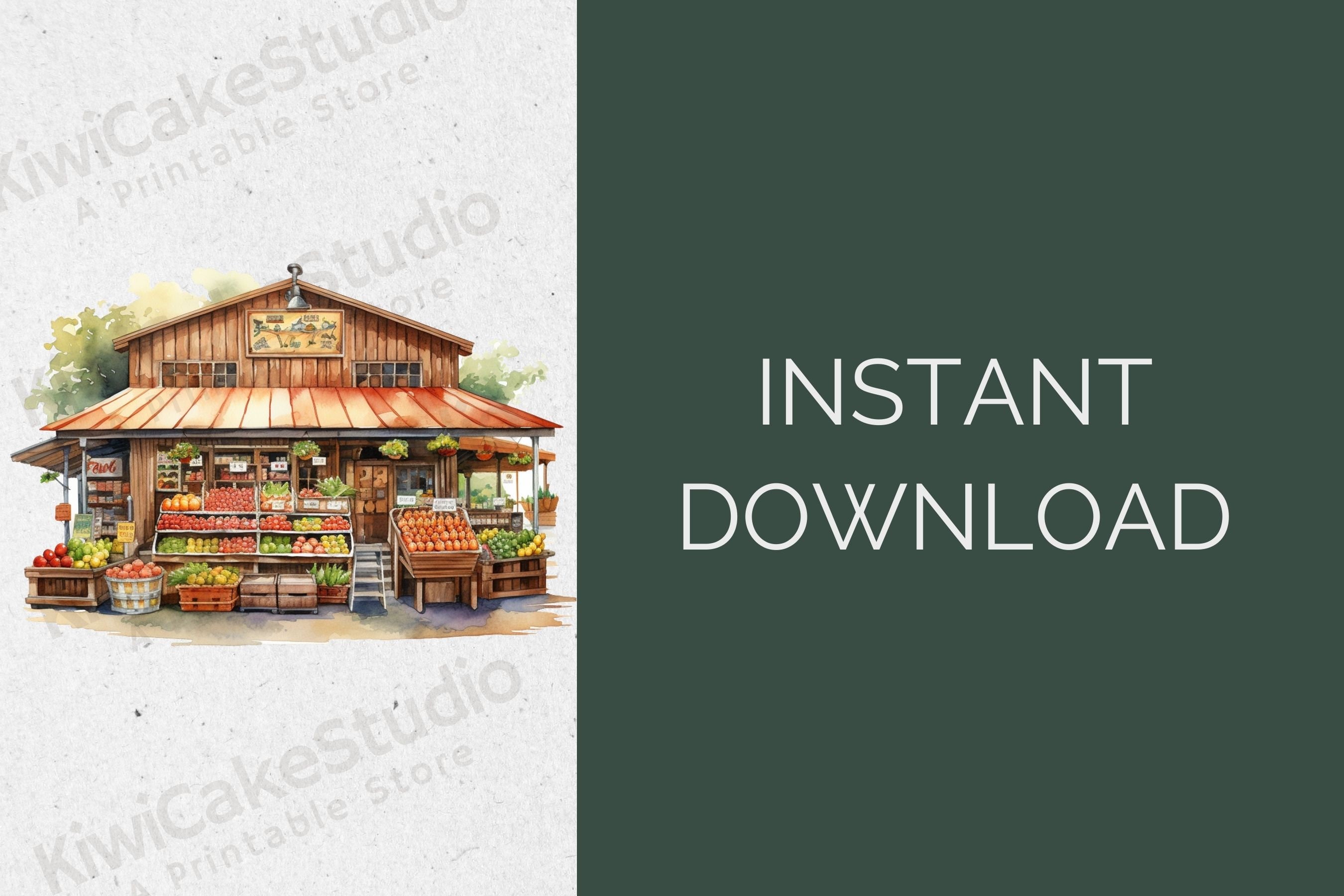 Watercolor Grocery Store Clipart, 10 High Quality Jpgs, Commercial Use ...