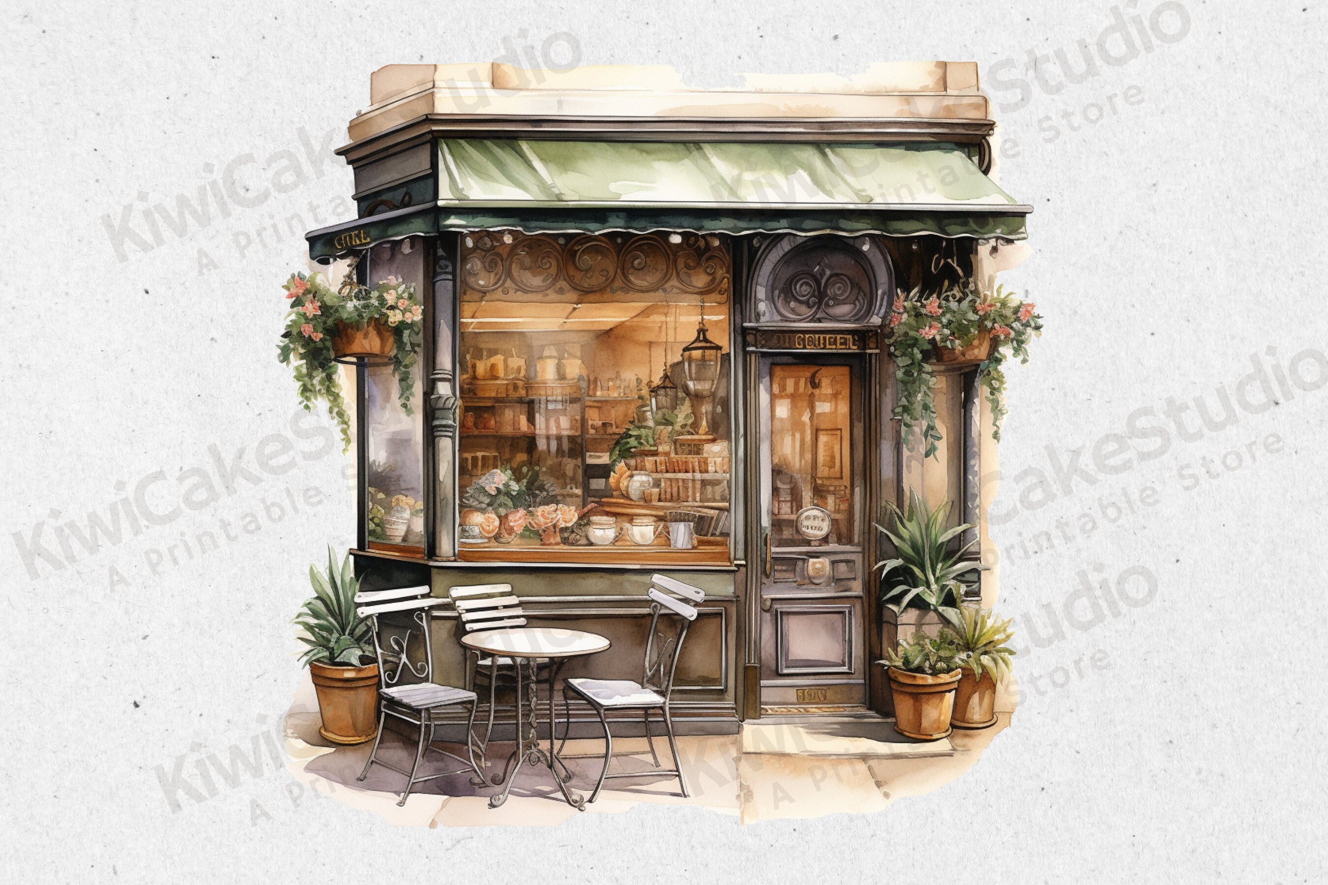Cafe Storefront Clipart, 10 High Quality Jpgs, Commercial Use, Instant ...