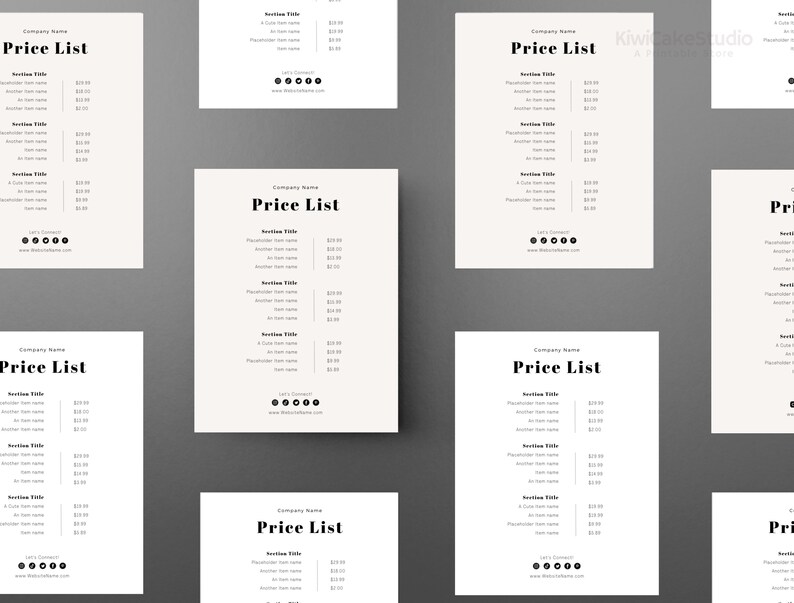 Small Business Price List Template Editable Price Sheet - Etsy Canada