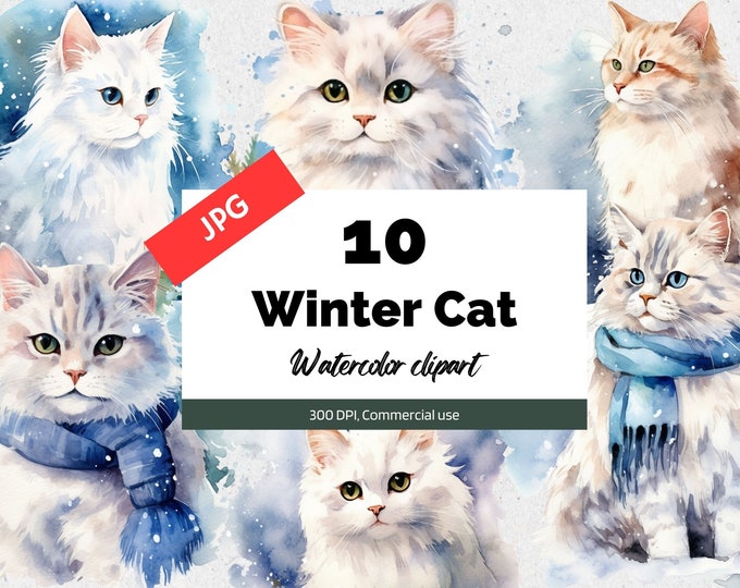 Cute Cat Christmas Clipart Cat Clipart Winter Clipart Funny Cats ...