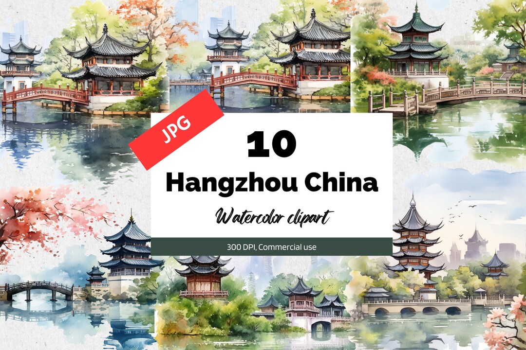 Hangzhou China Clipart, 10 High Quality Jpgs, Commercial Use, Instant ...