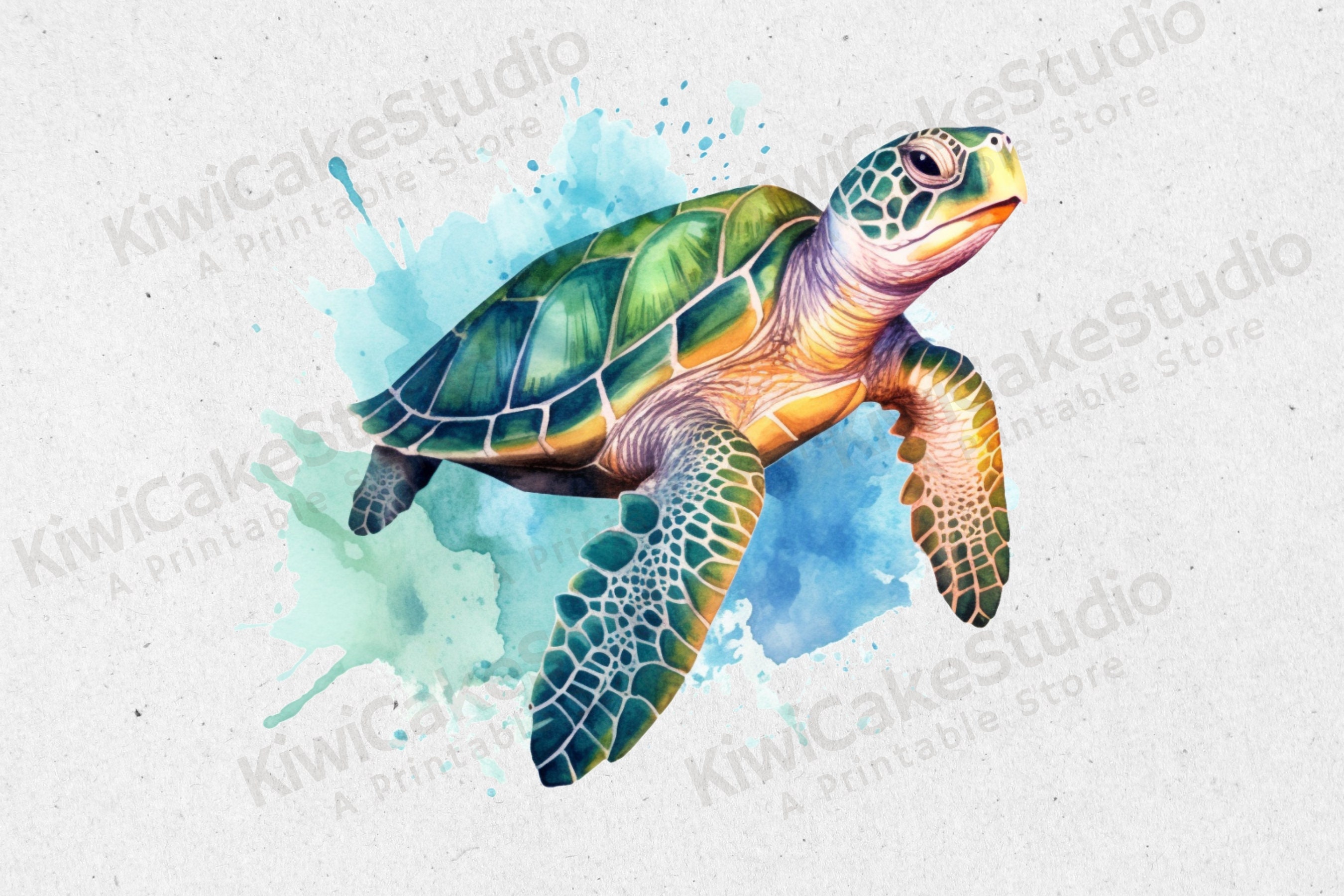 Watercolor Sea Turtle Clipart, Nautical Ocean Animals, 10 High Quality ...