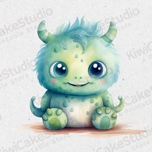 Watercolor Cute Monster Clipart, 10 High Quality Jpgs, Commercial Use ...
