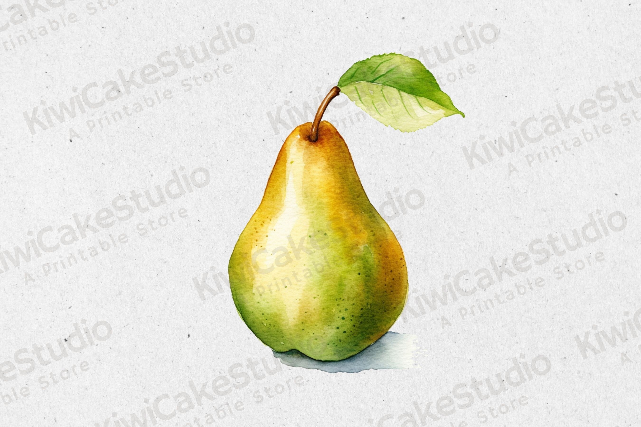Watercolor Pears Clipart, 10 High Quality Jpgs, Summer Fruit ...