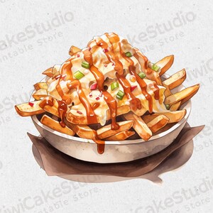 Imágenes Prediseñadas de poutine de acuarela, 10 JPG de alta calidad ...