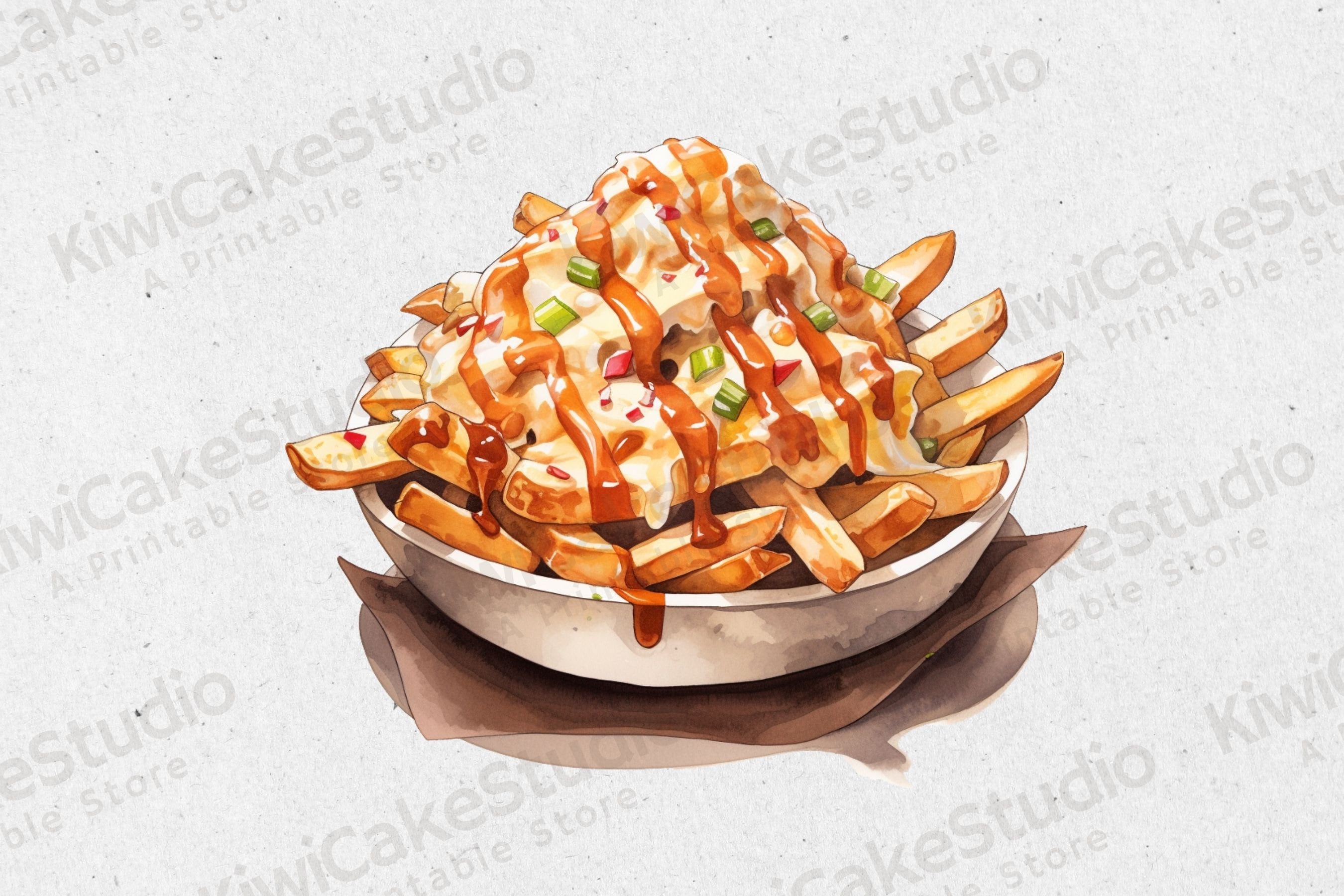 Watercolor Poutine Clipart 10 High Quality Jpgs Commercial - Etsy