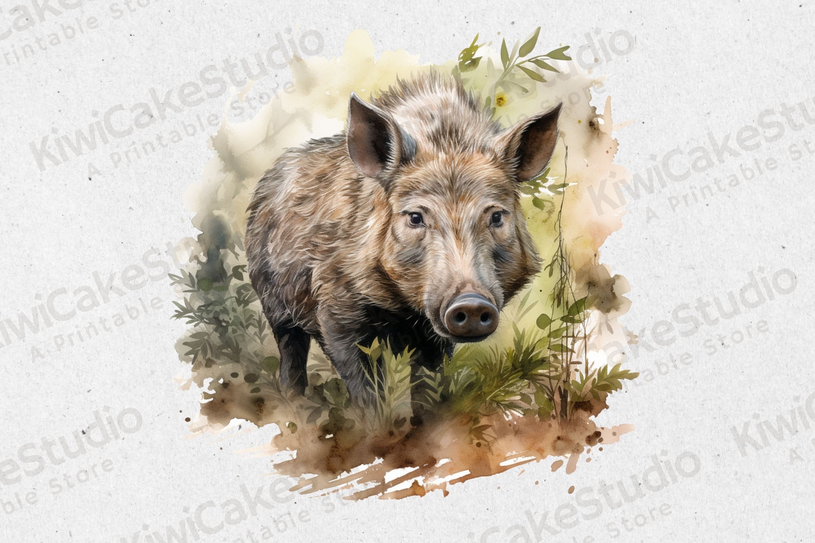 Watercolor Wild Boar Clipart, 10 High Quality Jpgs, Commercial Use ...