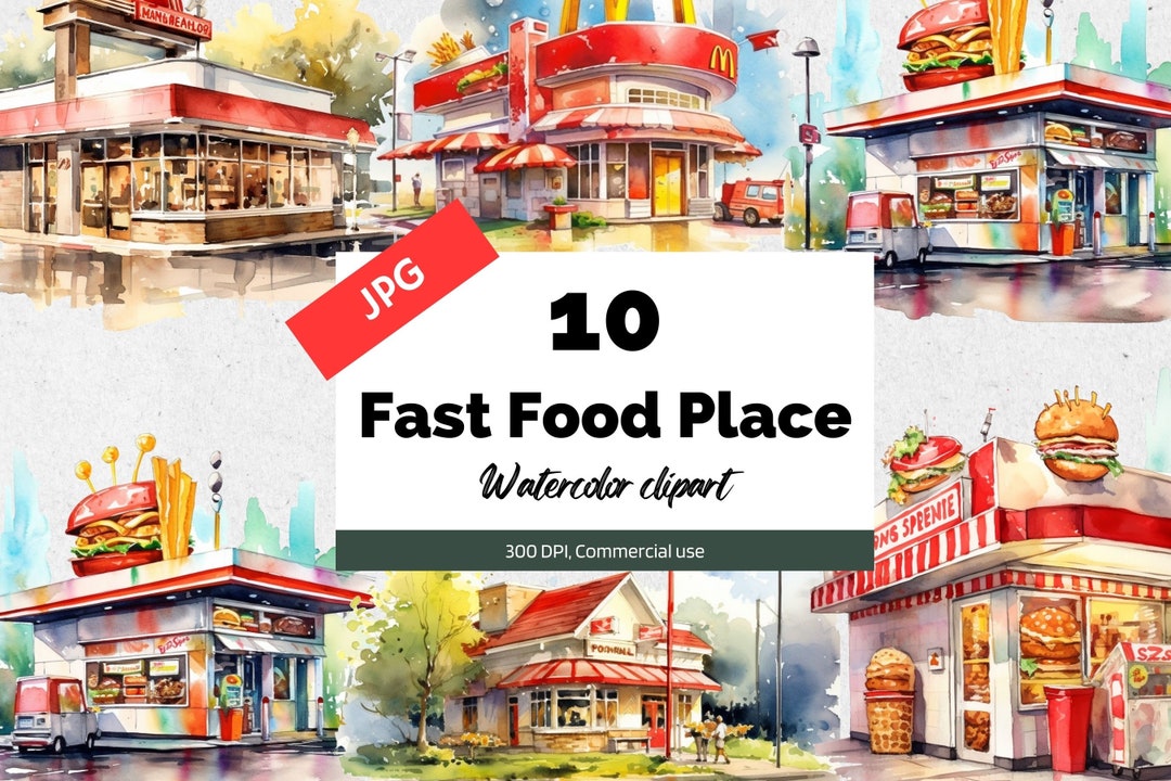 Fast Food Restaurant Clipart, 10 High Quality Jpgs, Commercial Use ...