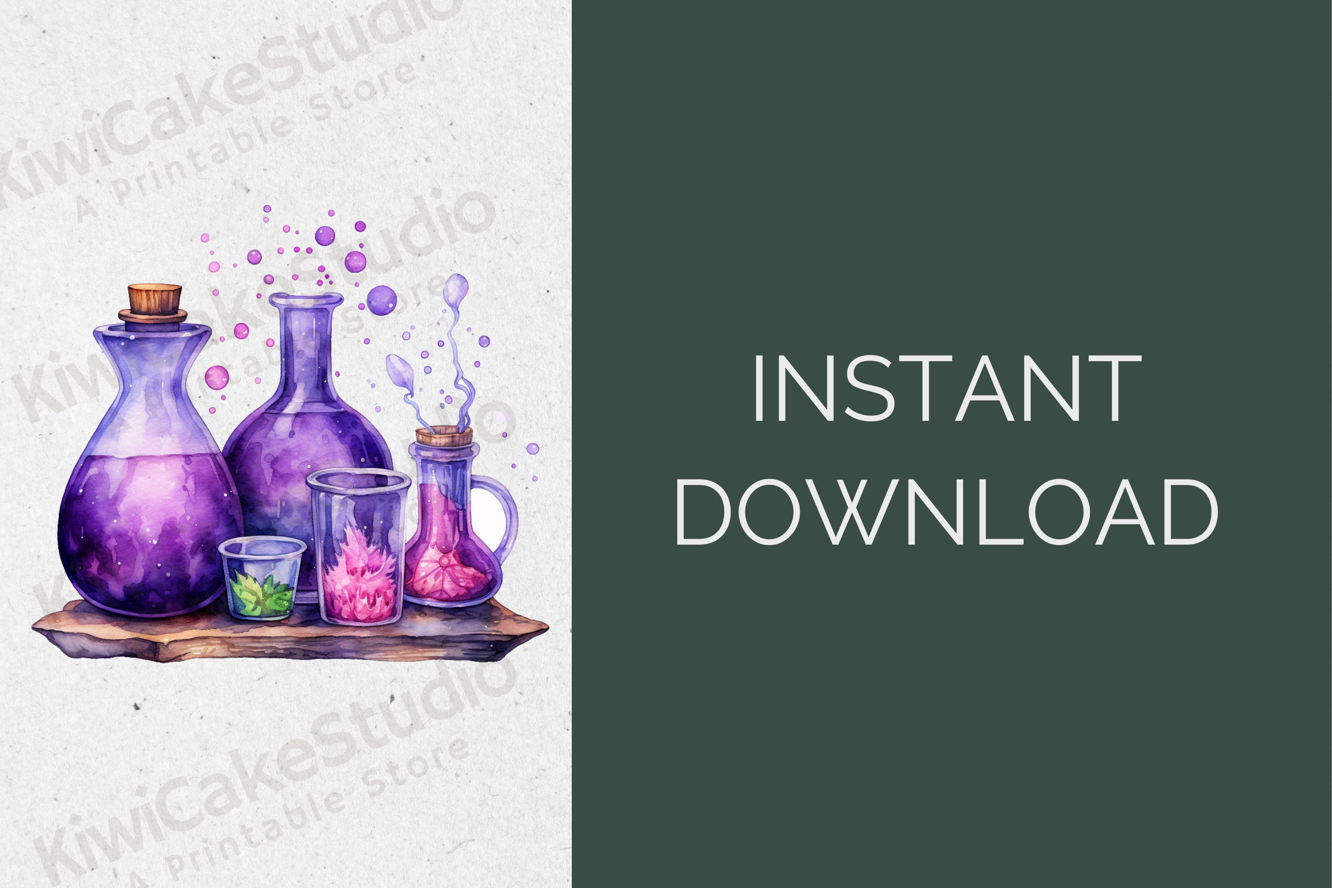 10 Watercolor Potion Clipart, High Quality Jpgs, Witch Cliparts ...