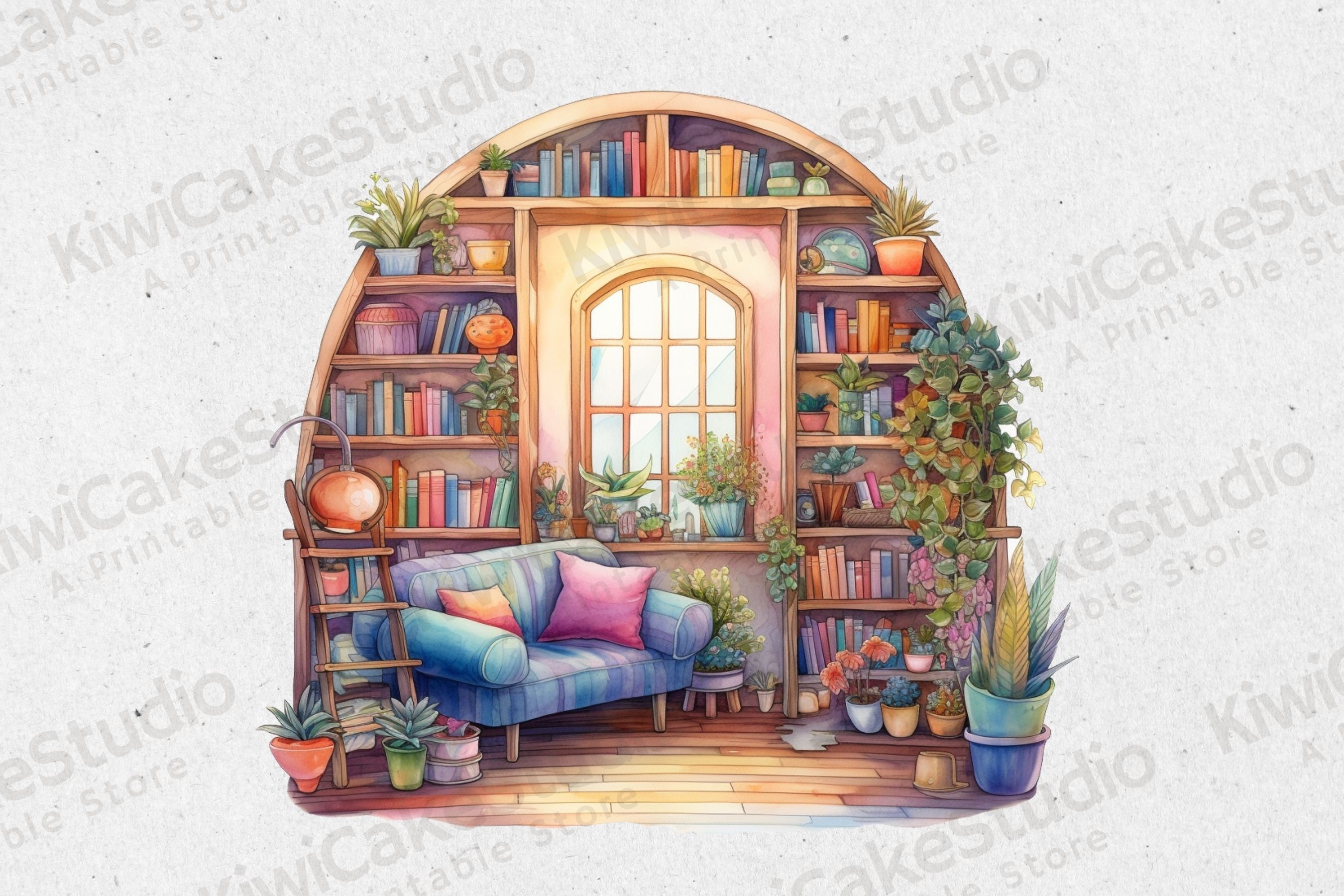 Cottagecore Library Clipart 10 High Quality Jpgs Commercial - Etsy