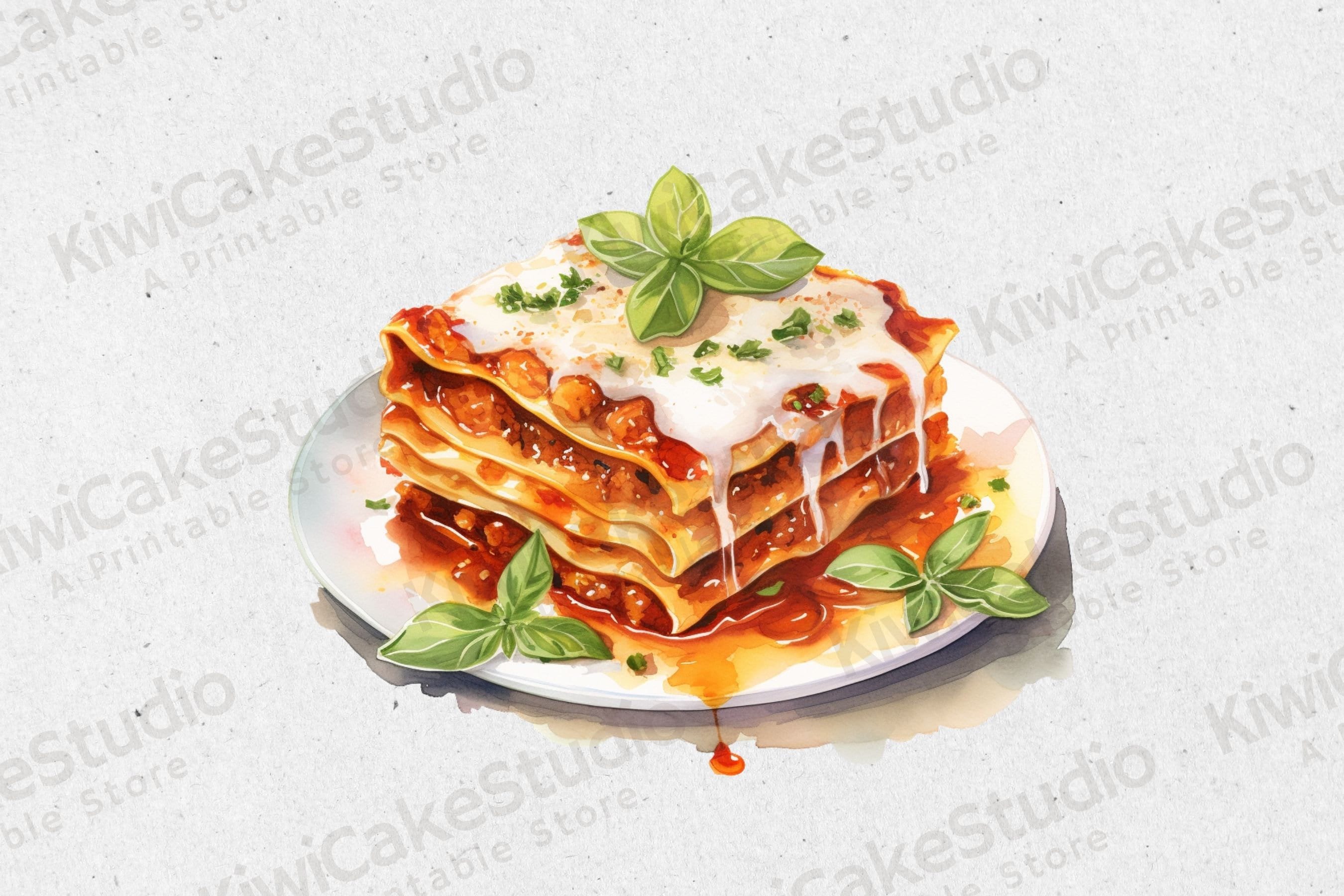 Watercolor Lasagna Clipart, 10 High Quality JPG, Commercial Use ...