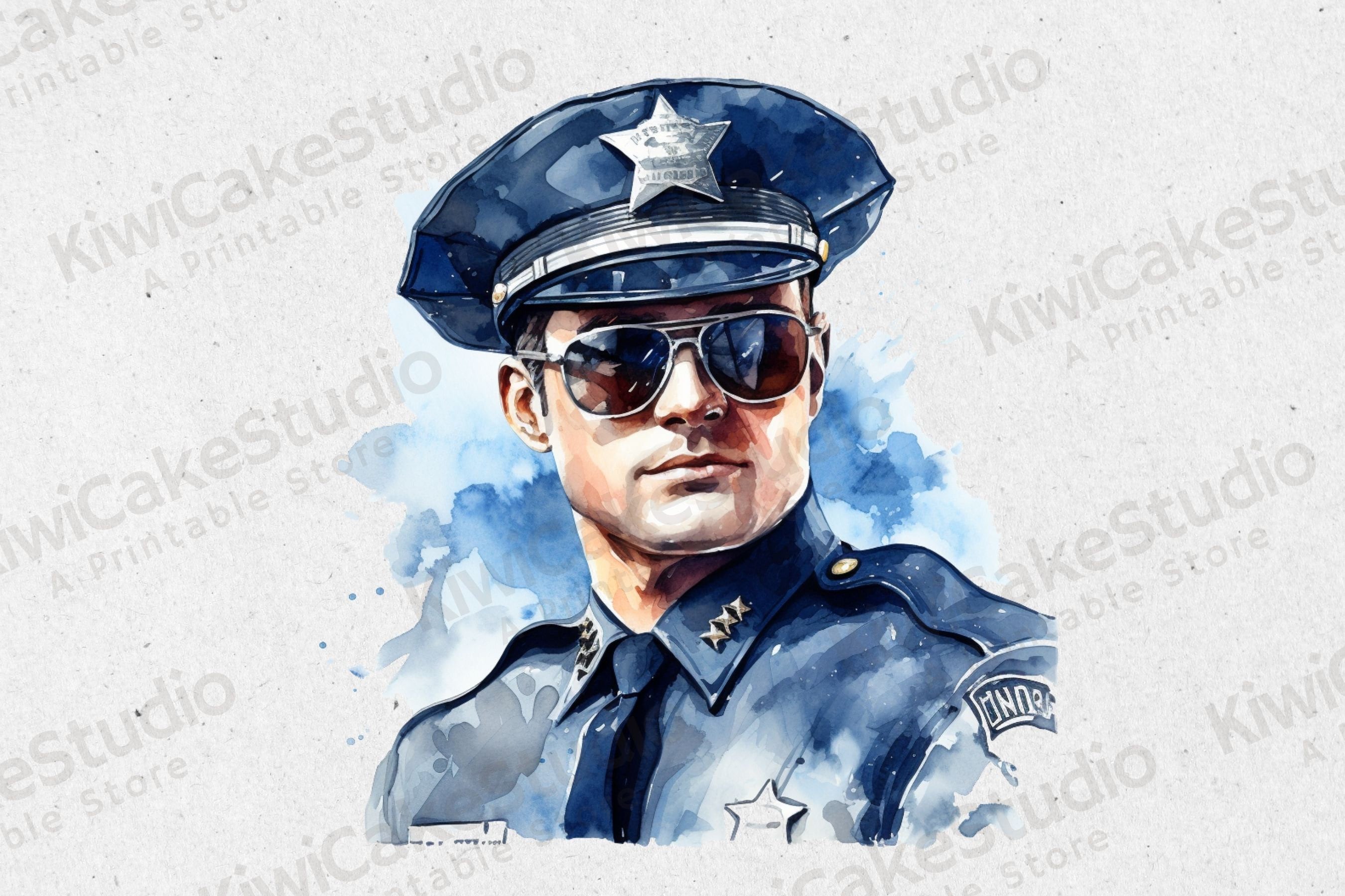 Watercolor Police Officer Clipart, 10 High Quality Jpgs, Commercial Use ...