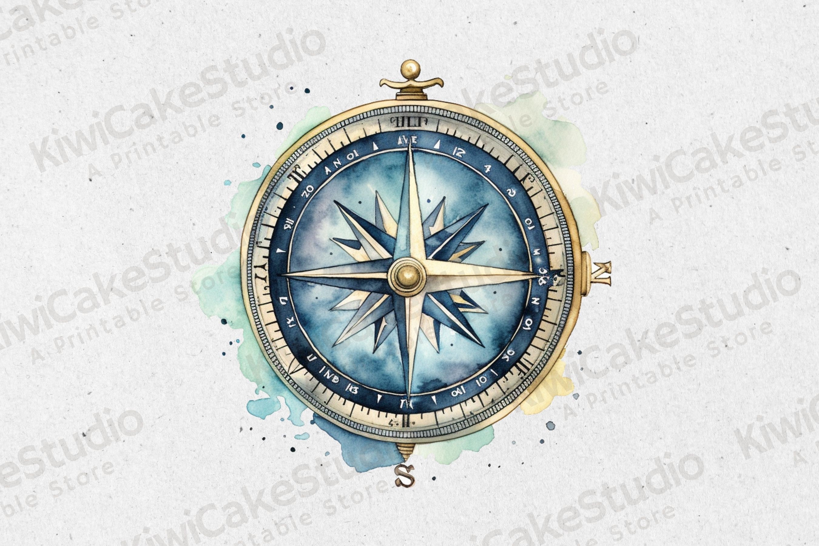 Watercolor Compass Clipart, 10 High Quality JPG, Commercial Use ...