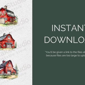 Watercolor Farmhouse Clipart, Red Barn, Farm House Bundle PNG, Farmers ...