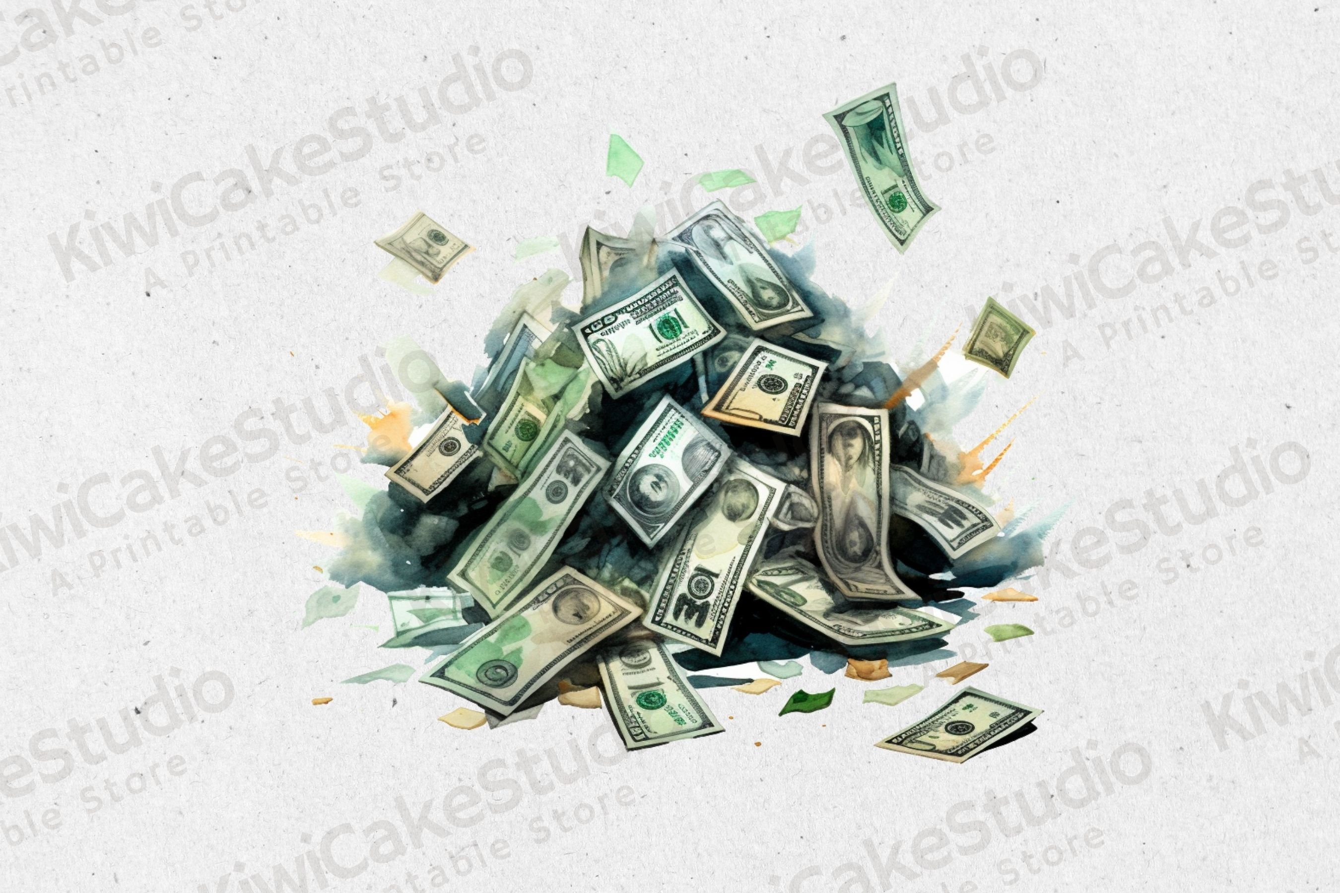 Watercolor Money Clipart, 10 High Quality Jpgs, Commercial Use, Instant ...