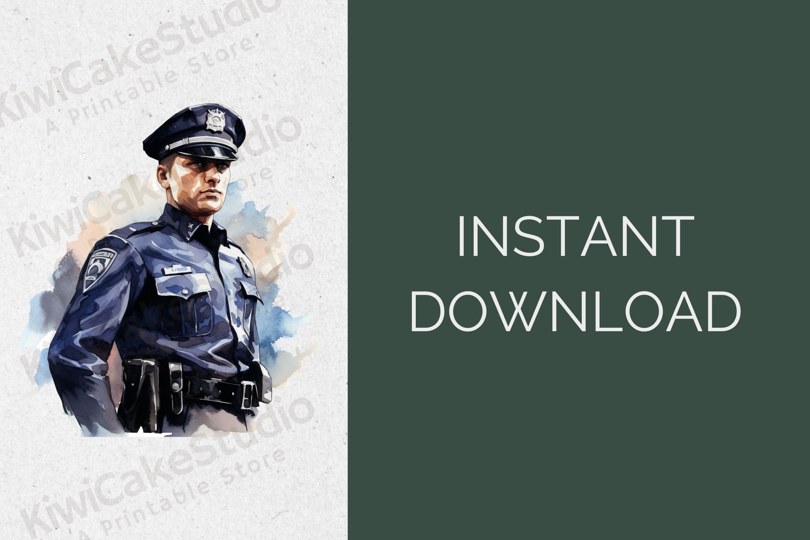 Watercolor Police Officer Clipart, 10 High Quality Jpgs, Commercial Use ...