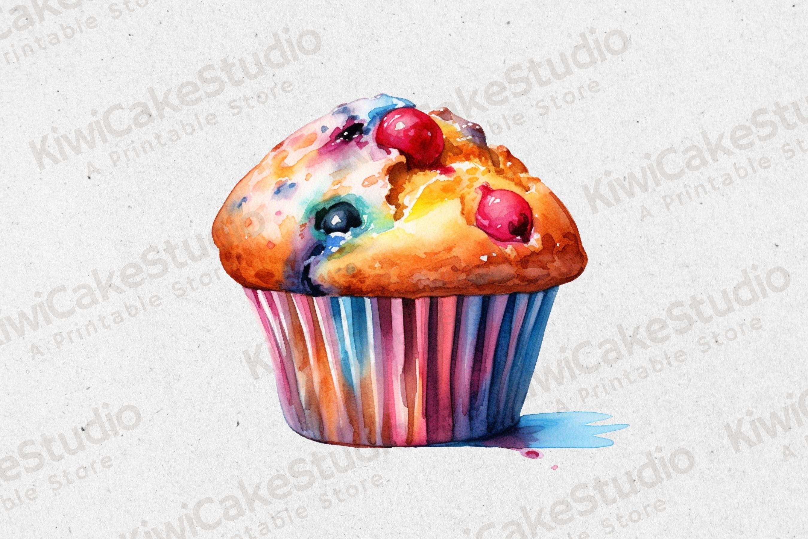Watercolor Muffin Clipart, 10 High Quality Jpgs, Desserts Cliparts ...