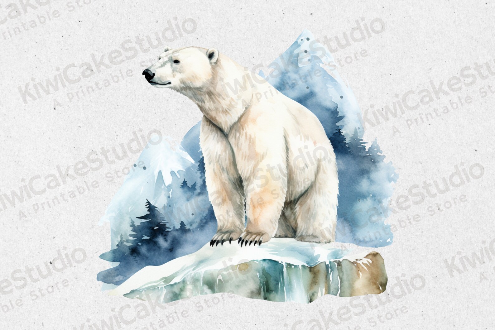 Watercolor Polar Bear Clipart, 10 High Quality Clipart, Card Making ...