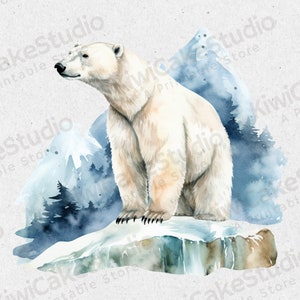 Watercolor Polar Bear Clipart, 10 High Quality Clipart, Card Making ...
