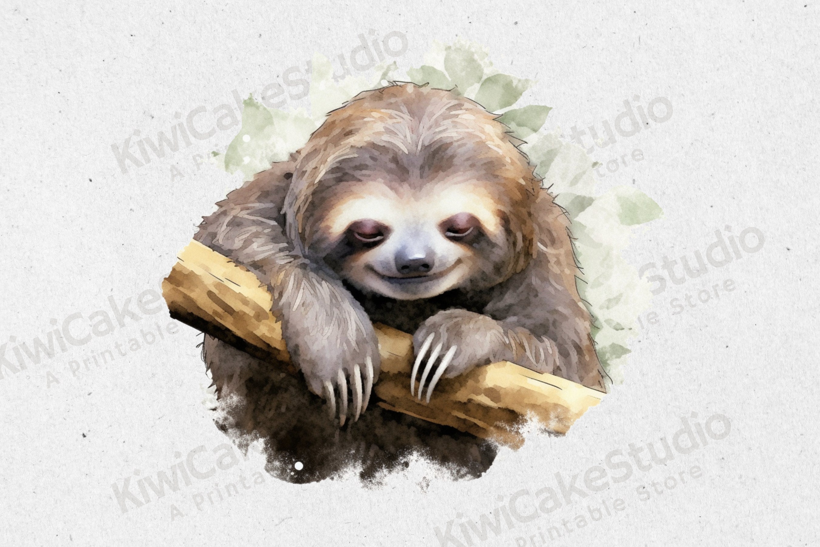 Watercolor Sloths Clipart, High Quality Jpgs, Commercial Use, Digital ...