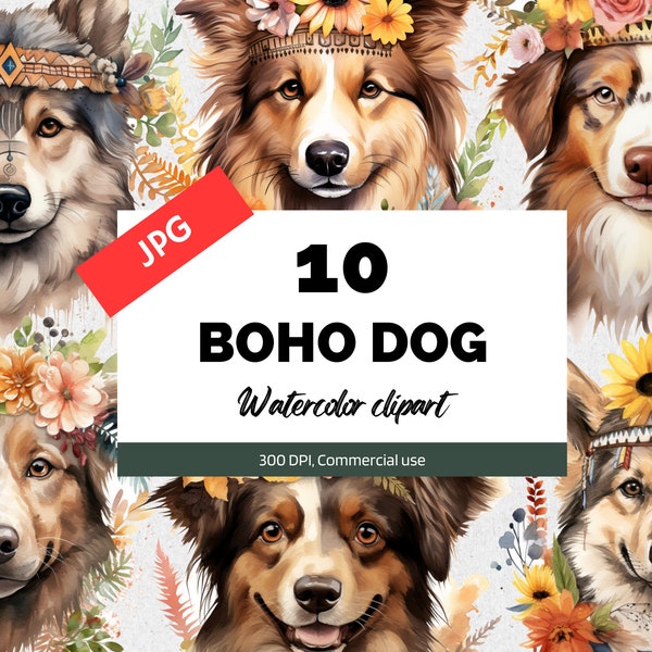Boho Dogs Clipart - Etsy